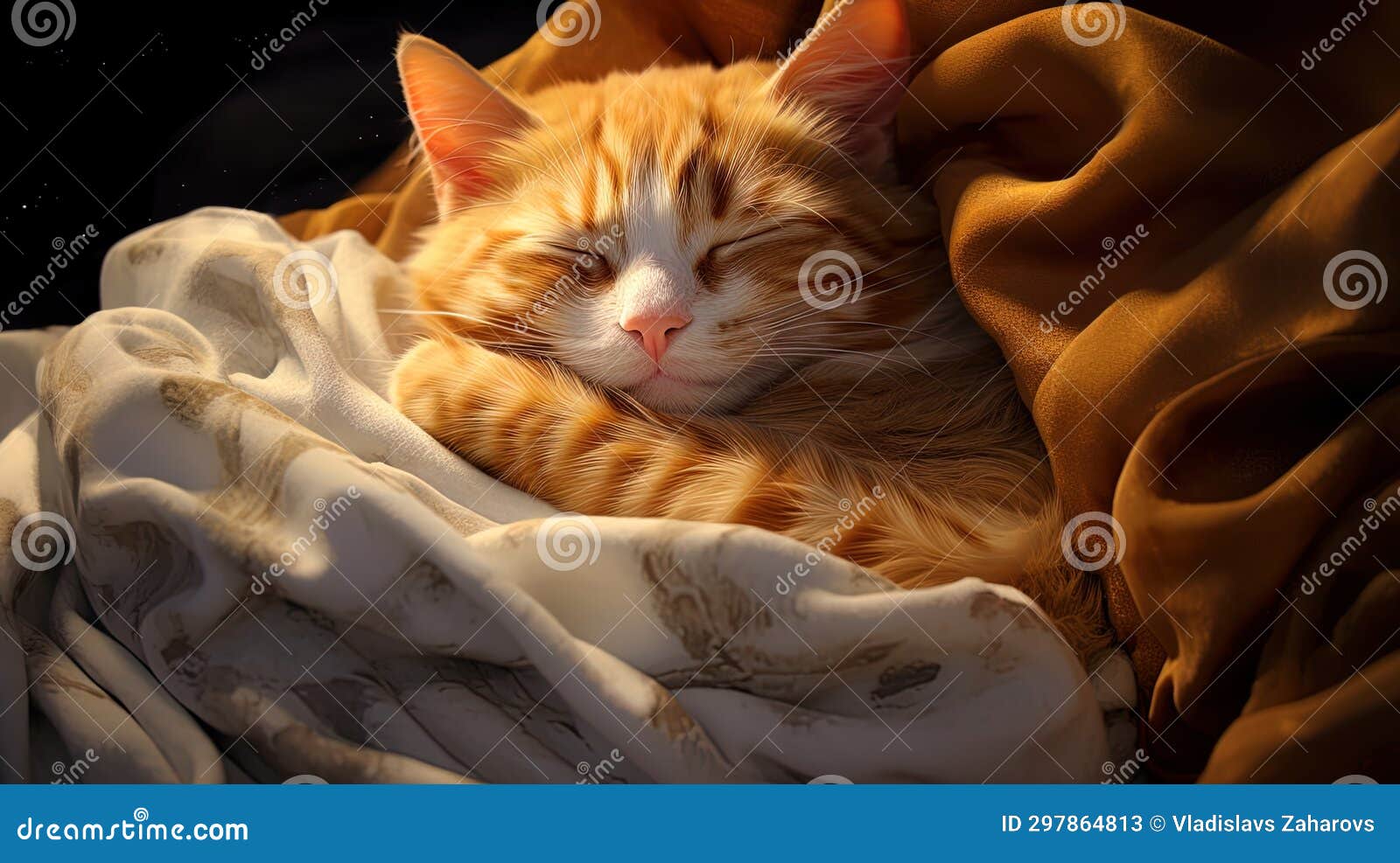 Bedtime Bliss Cat Smiles with Delight Stock Illustration - Illustration ...