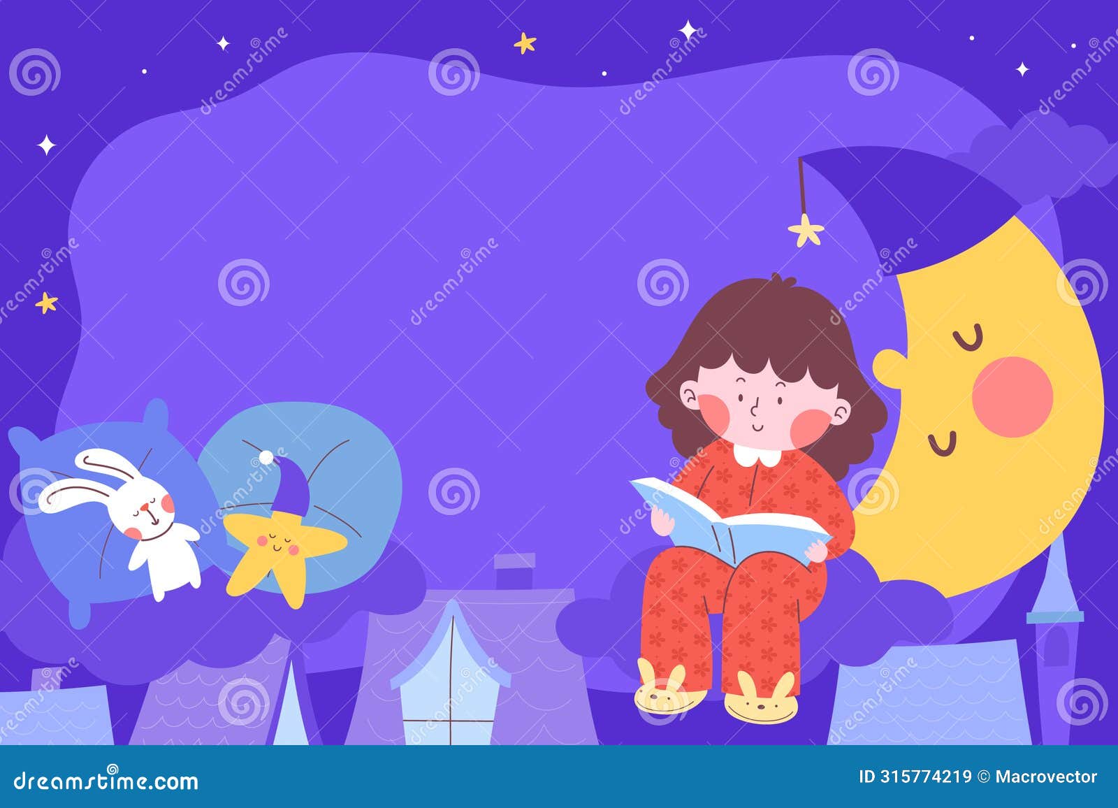 Bedtime Background In Flat Cartoon Style Stock Image | CartoonDealer ...