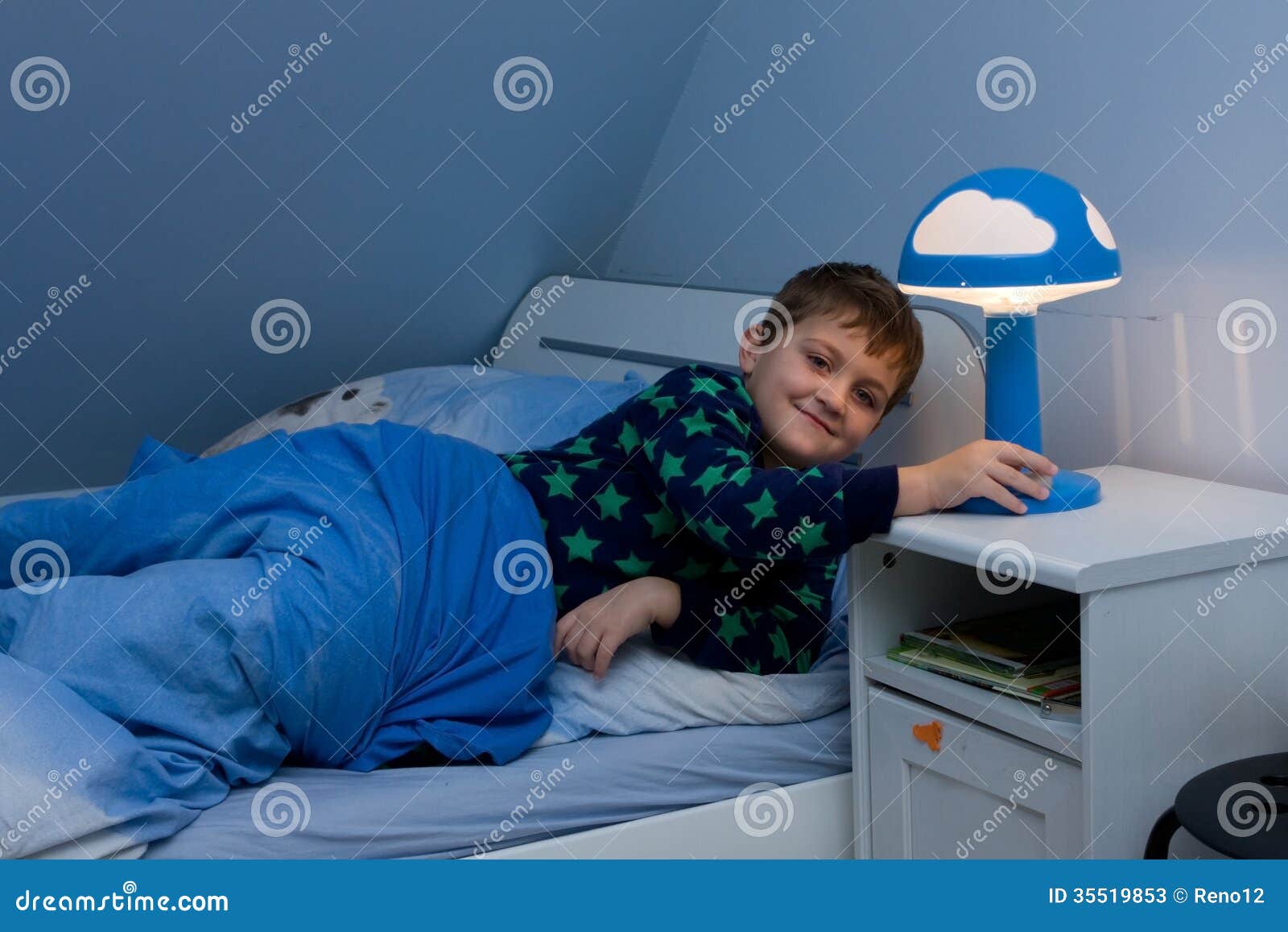 Bedtime stock image. Image of bedtime, lamp, happy, smiling - 35519853