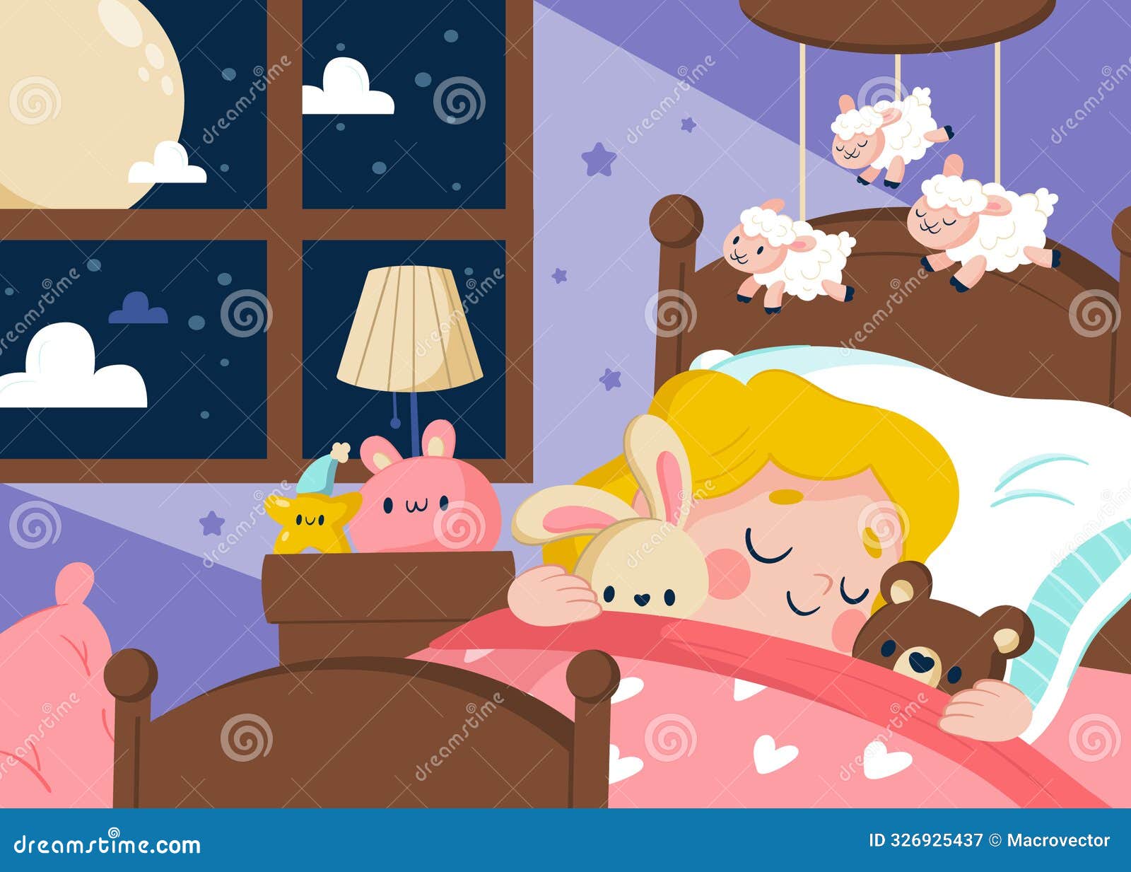 Bedtime Illustration In Flat Cartoon Style Royalty-Free Stock ...