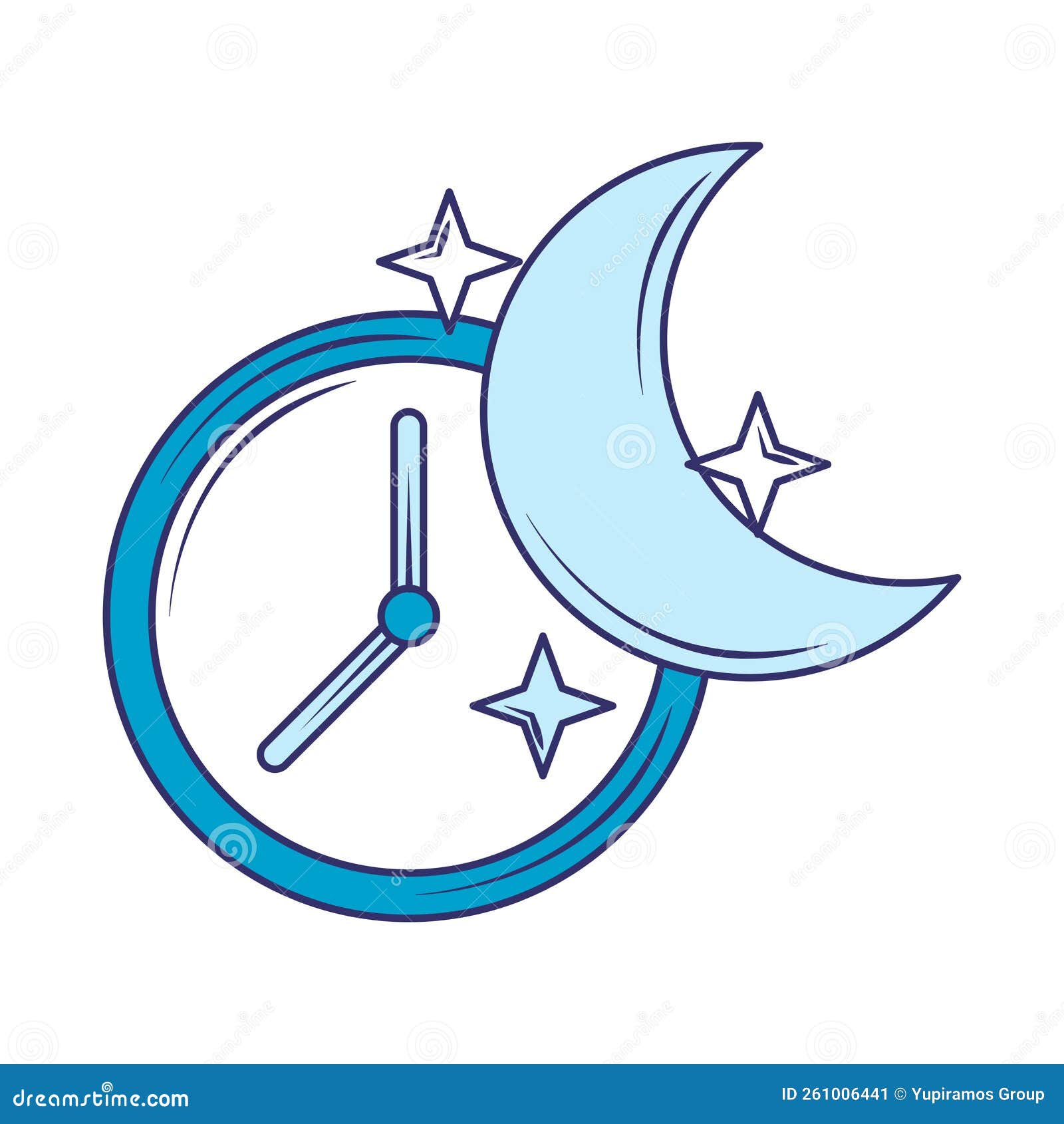 Bedtime moon and clock stock vector. Illustration of evening - 261006441