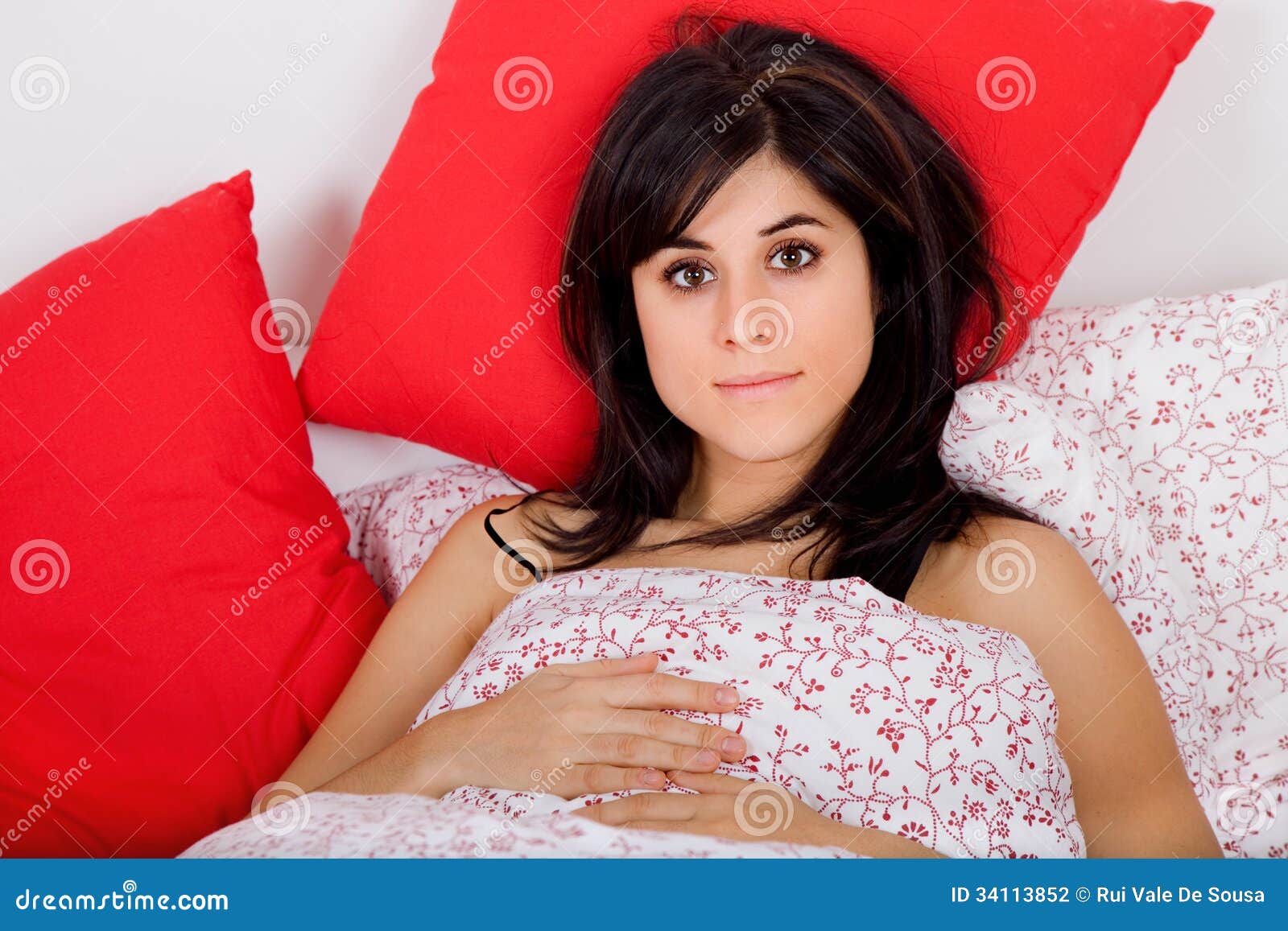 Bedtime stock photo. Image of female, pillow, girl, positive - 34113852