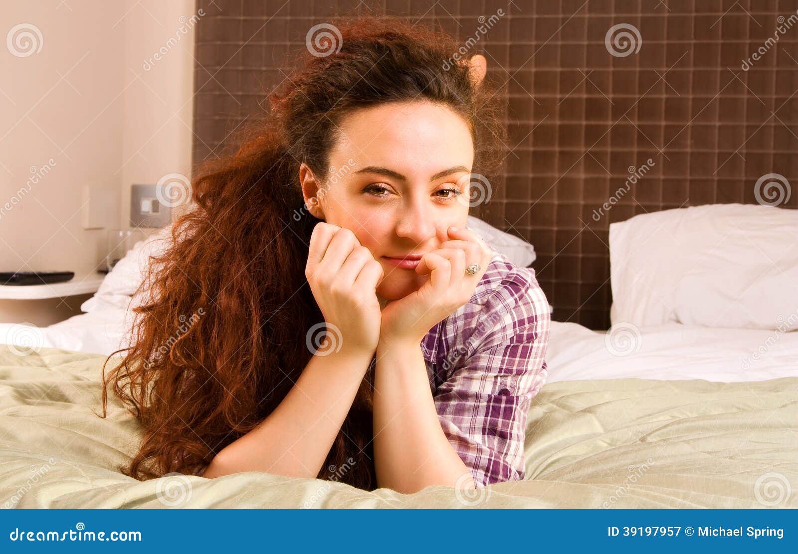 Bedtime stock image. Image of comfortable, hotel, brunette - 39197957