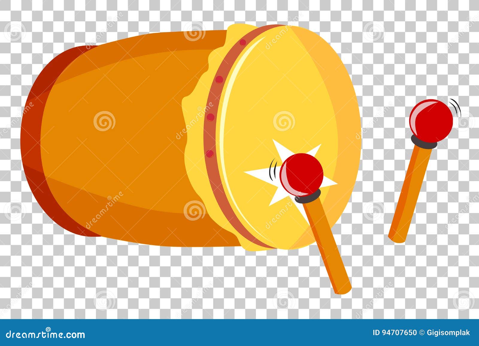 Bedug, Indonesia Traditional Drum and Stick at Transparent Effect ...