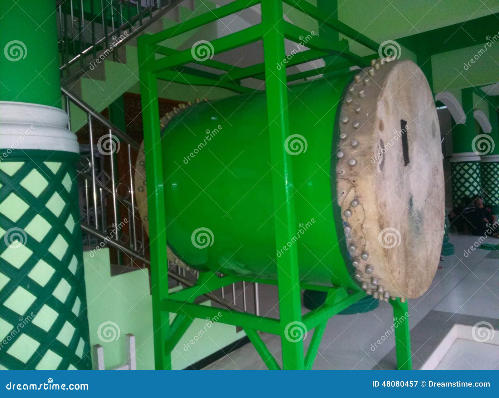 Bedug On Mosque. Beduk Or Bedug Large Double-barreled Drum With Buffalo ...