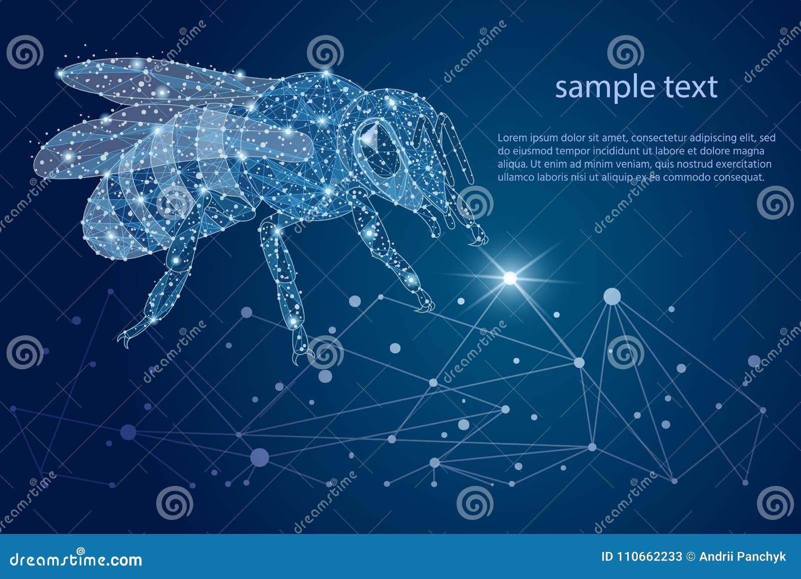 Bee Abstract Logo Design. Low Poly Frame. Outer Space and the Starry ...