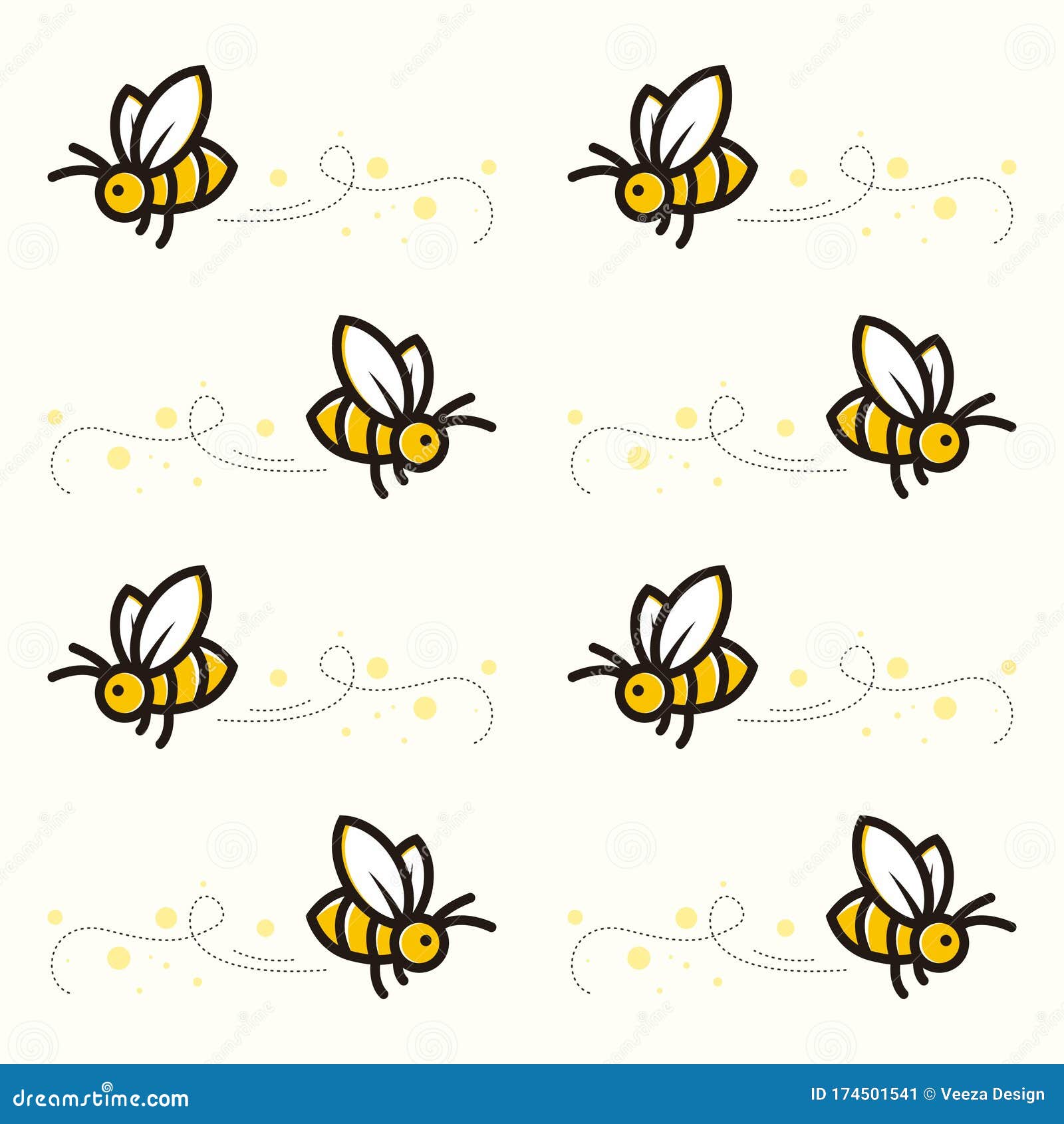 Bee Abstract White Background Pattern Stock Vector - Illustration of ...