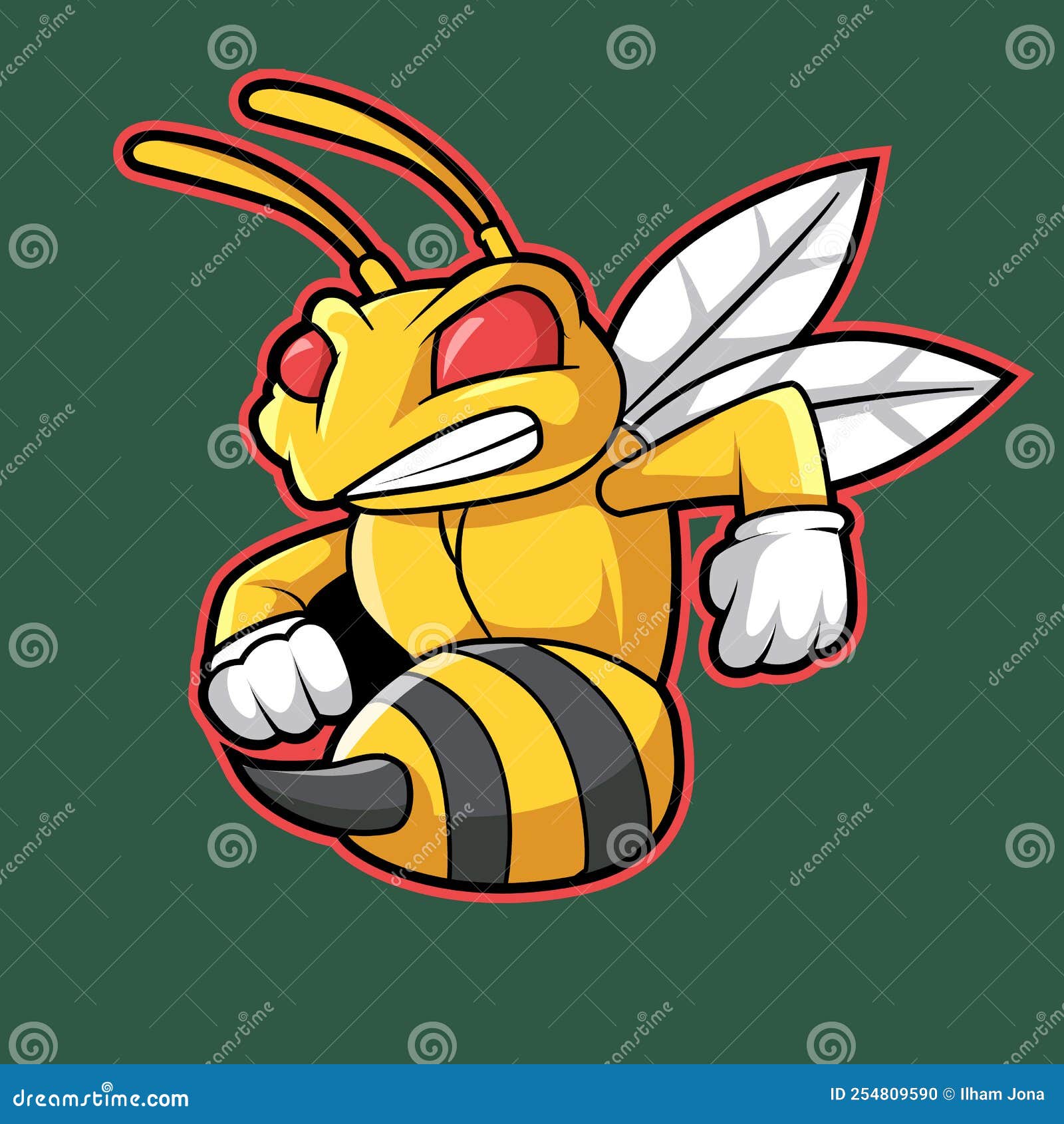 Cartoon Angry Honey Bee