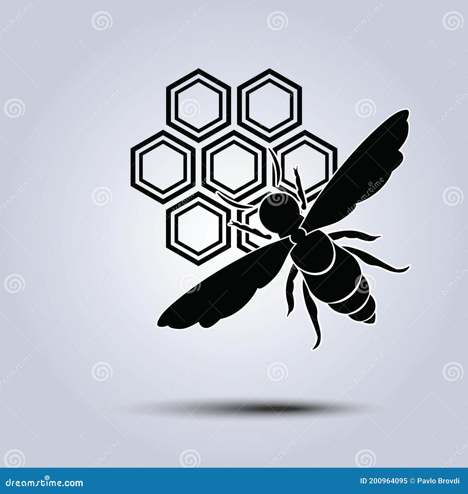 Bee_on_hexagons stock vector. Illustration of isolated - 200964095