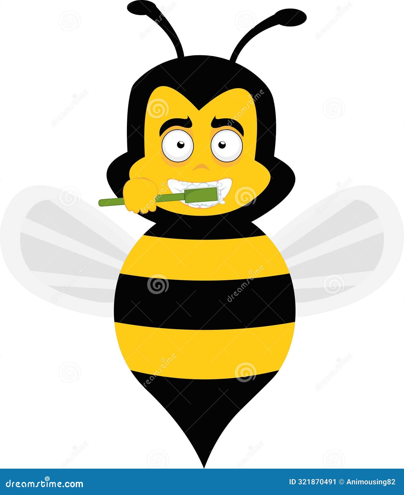 Bee Cartoon Brush Teeth Toothbrush Stock Vector - Illustration of paste ...
