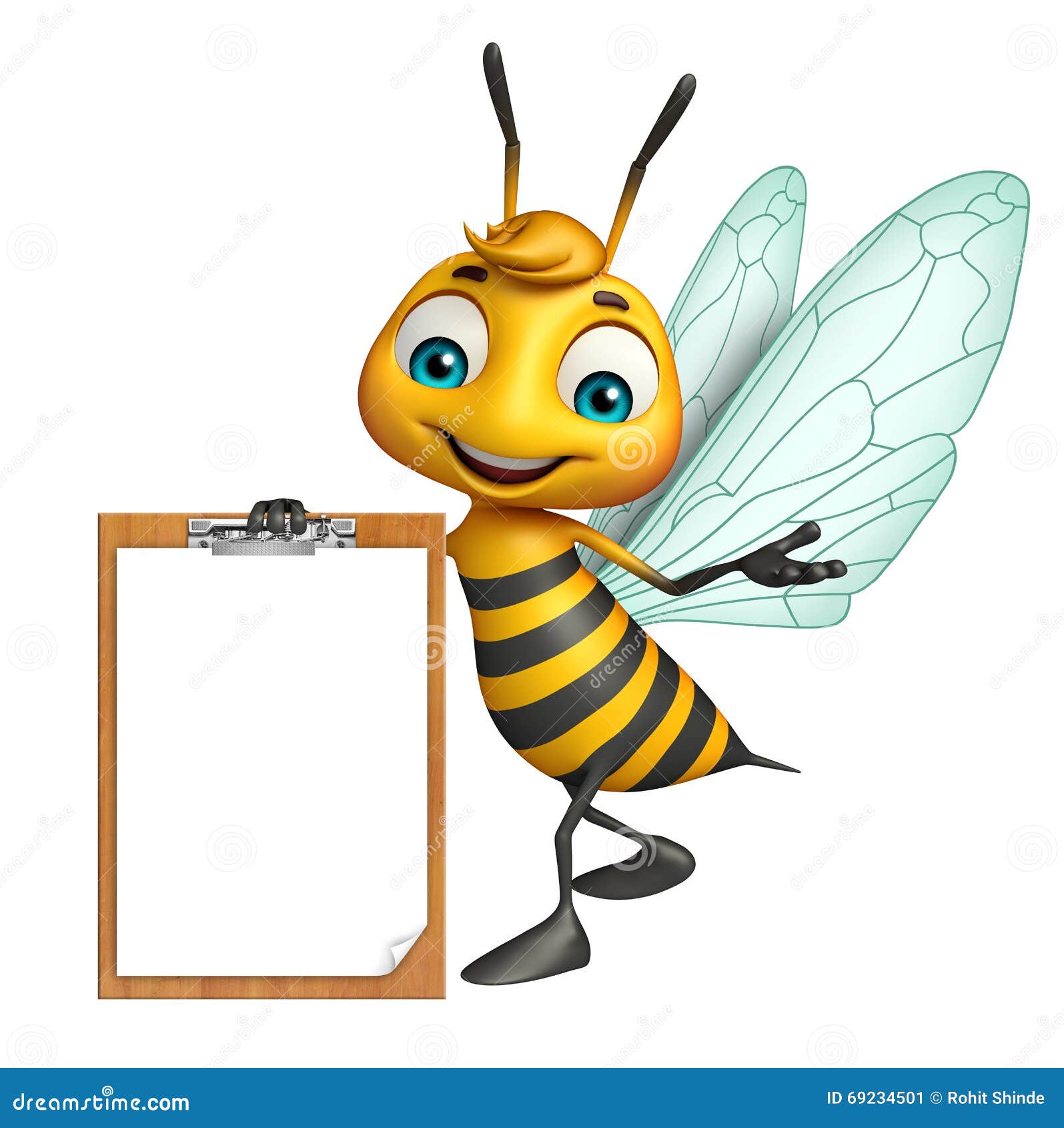 Bee Cartoon Character with Exam Pad Stock Illustration - Illustration ...
