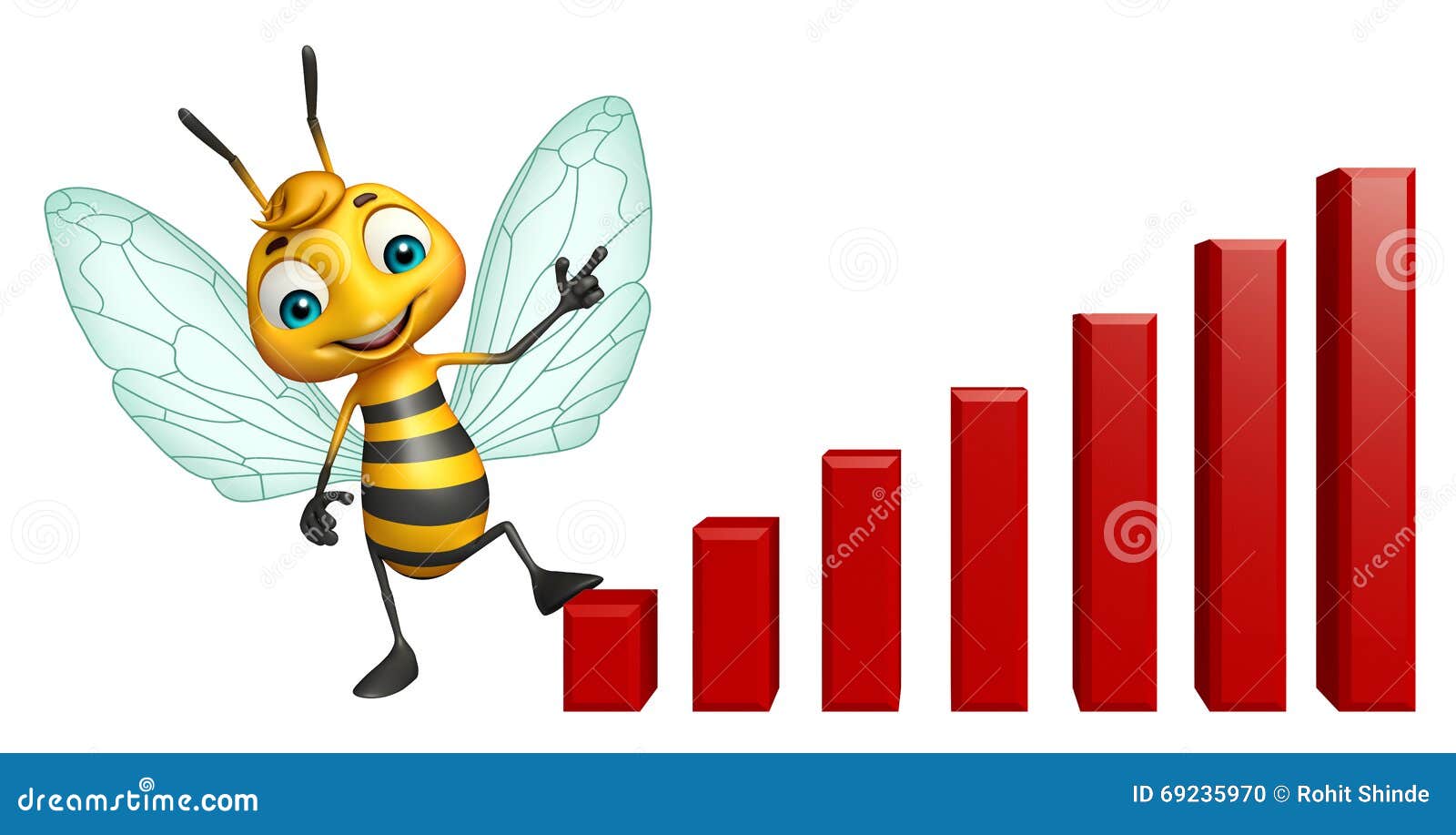 Bee Cartoon Character with Graph Stock Illustration - Illustration of ...