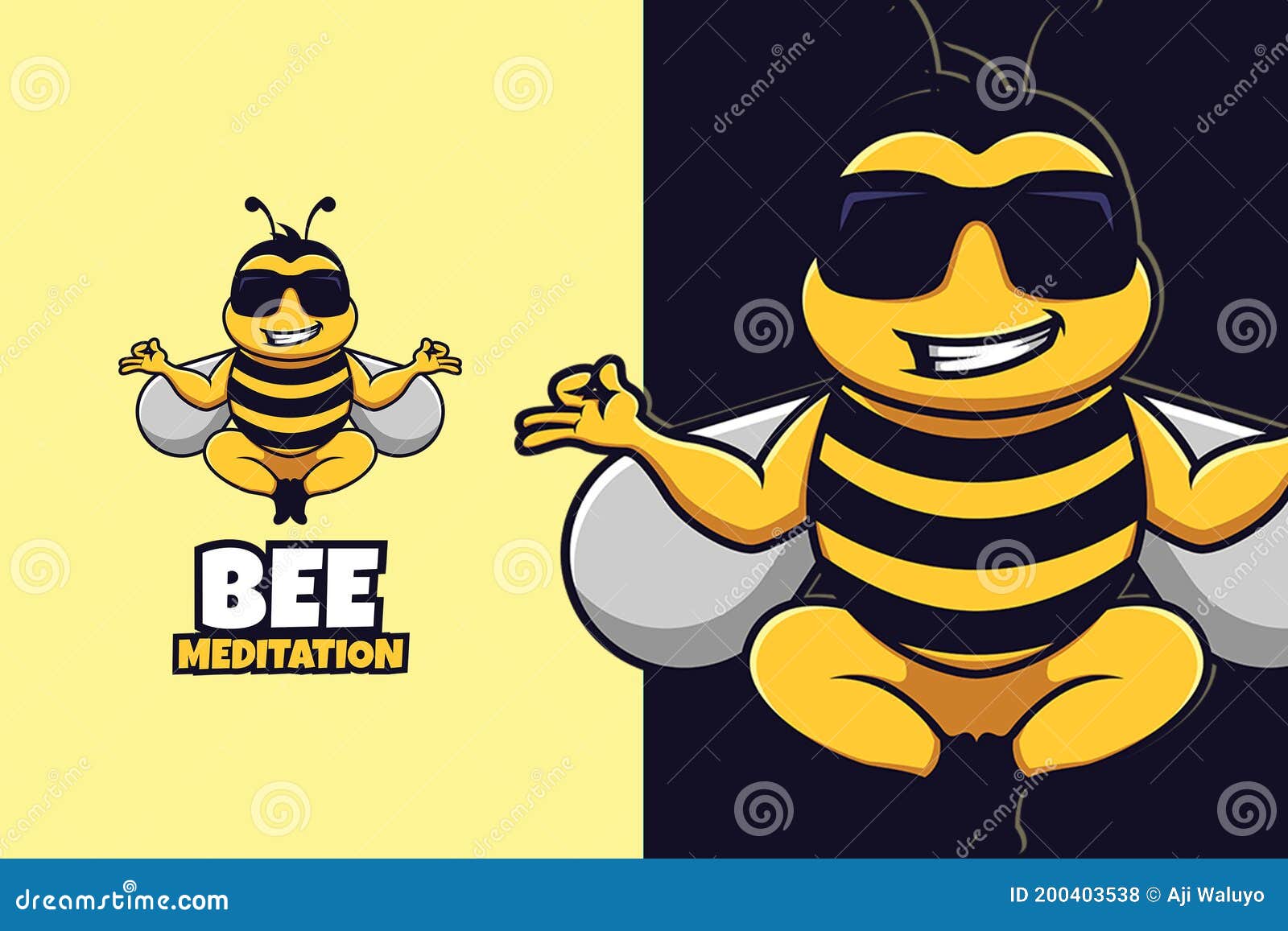 Bee Meditation Cool stock illustration. Illustration of drawing - 200403538