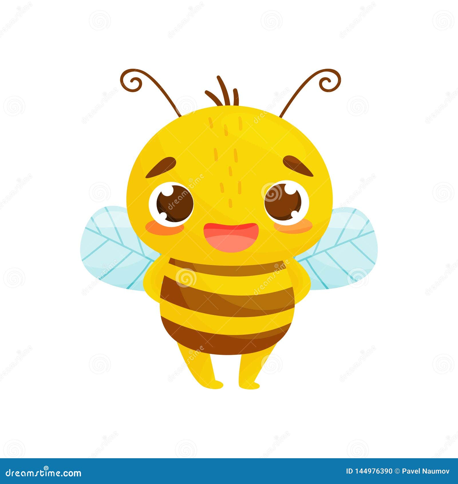 Bee in Cartoon Style. Humanized Bee Standing and Smiling. Vector ...