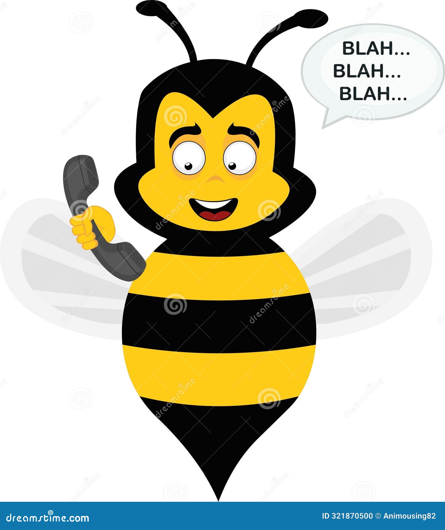 Bee Cartoon Talk Telephone Blah Stock Vector - Illustration of blah ...