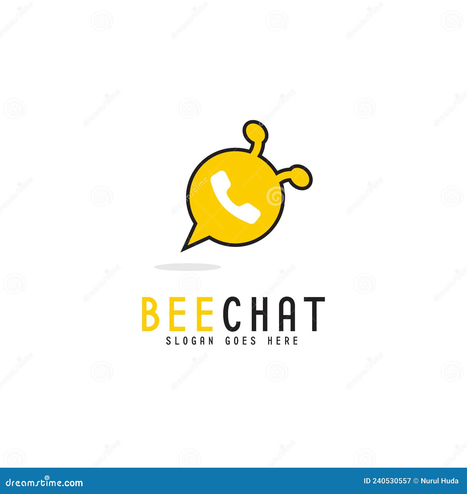 Bee Chat Logo Design, Vector Yellow Insect Off Communication Logo ...