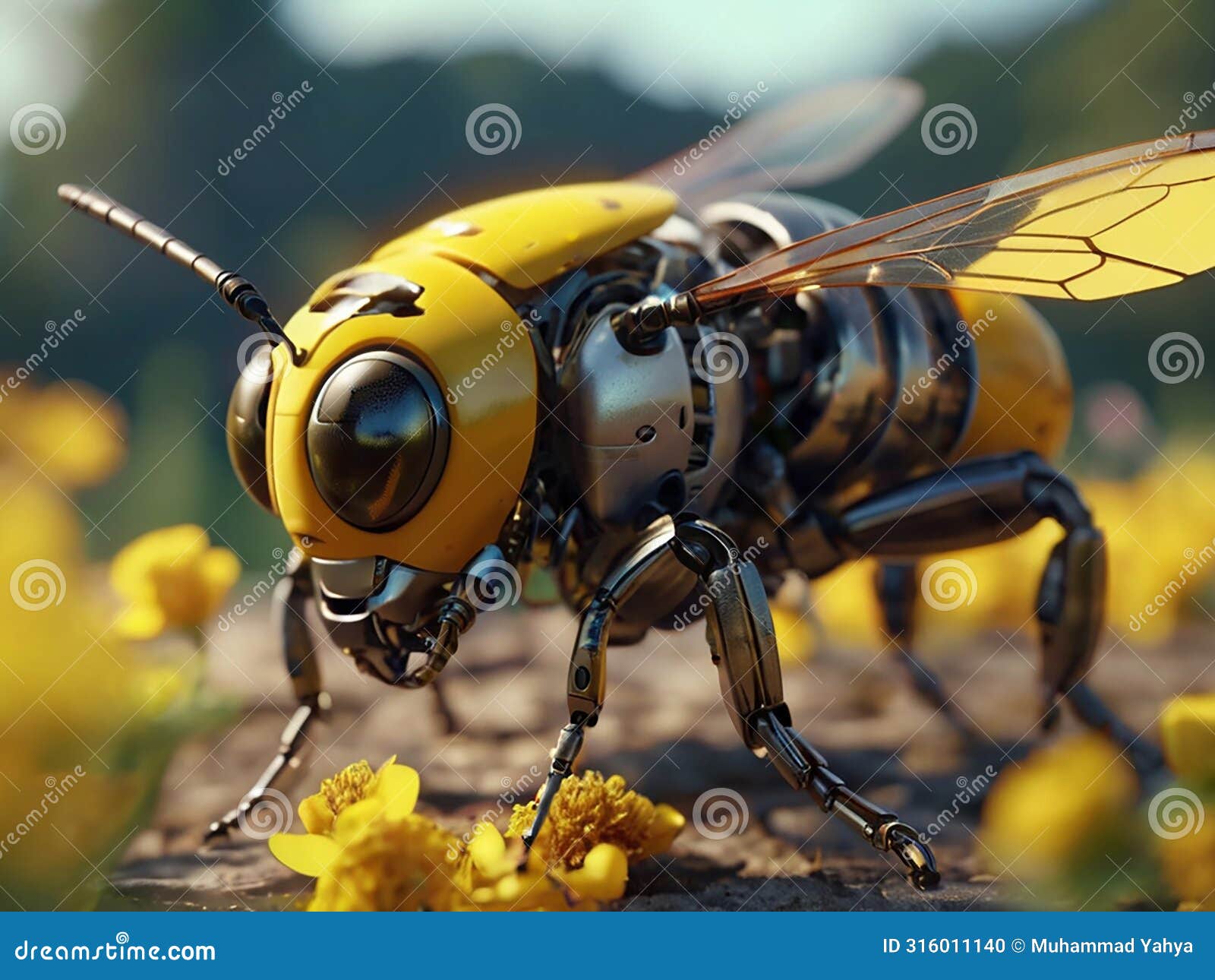 A Bee Close Up, Partial Body Part Of A Robotic Device Stock Photography ...