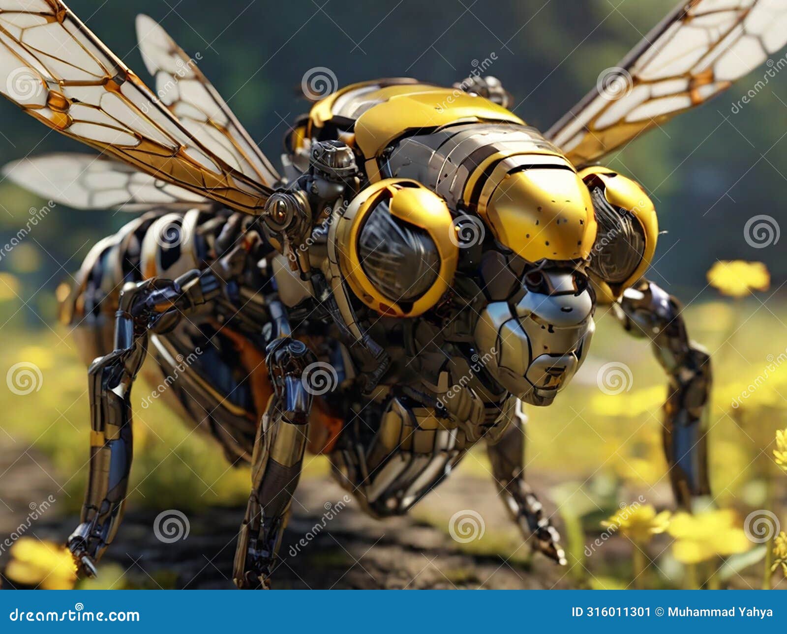 A Bee Close Up, Partial Body Part of a Robotic Device Stock ...