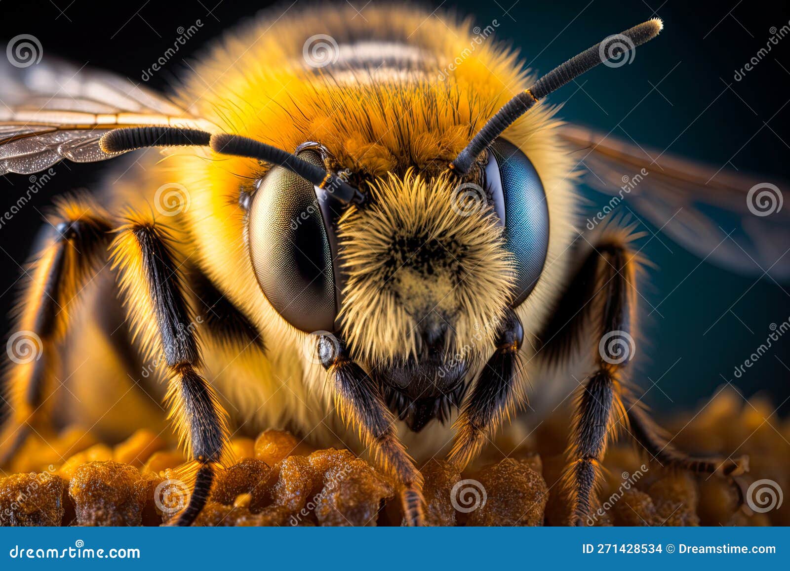 Bee closeup. Macro shot stock illustration. Illustration of distribute ...