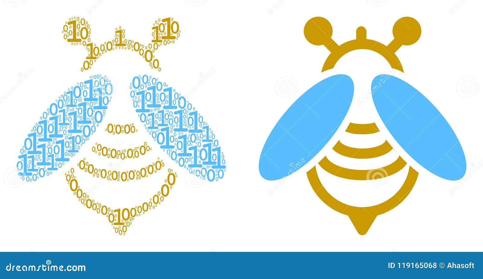 Bee Collage of Binary Digits Stock Vector - Illustration of null ...