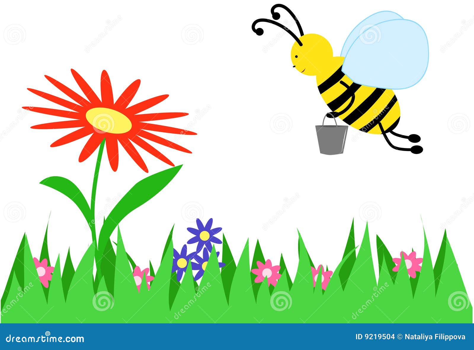 The bee collects honey stock vector. Illustration of blue - 9219504