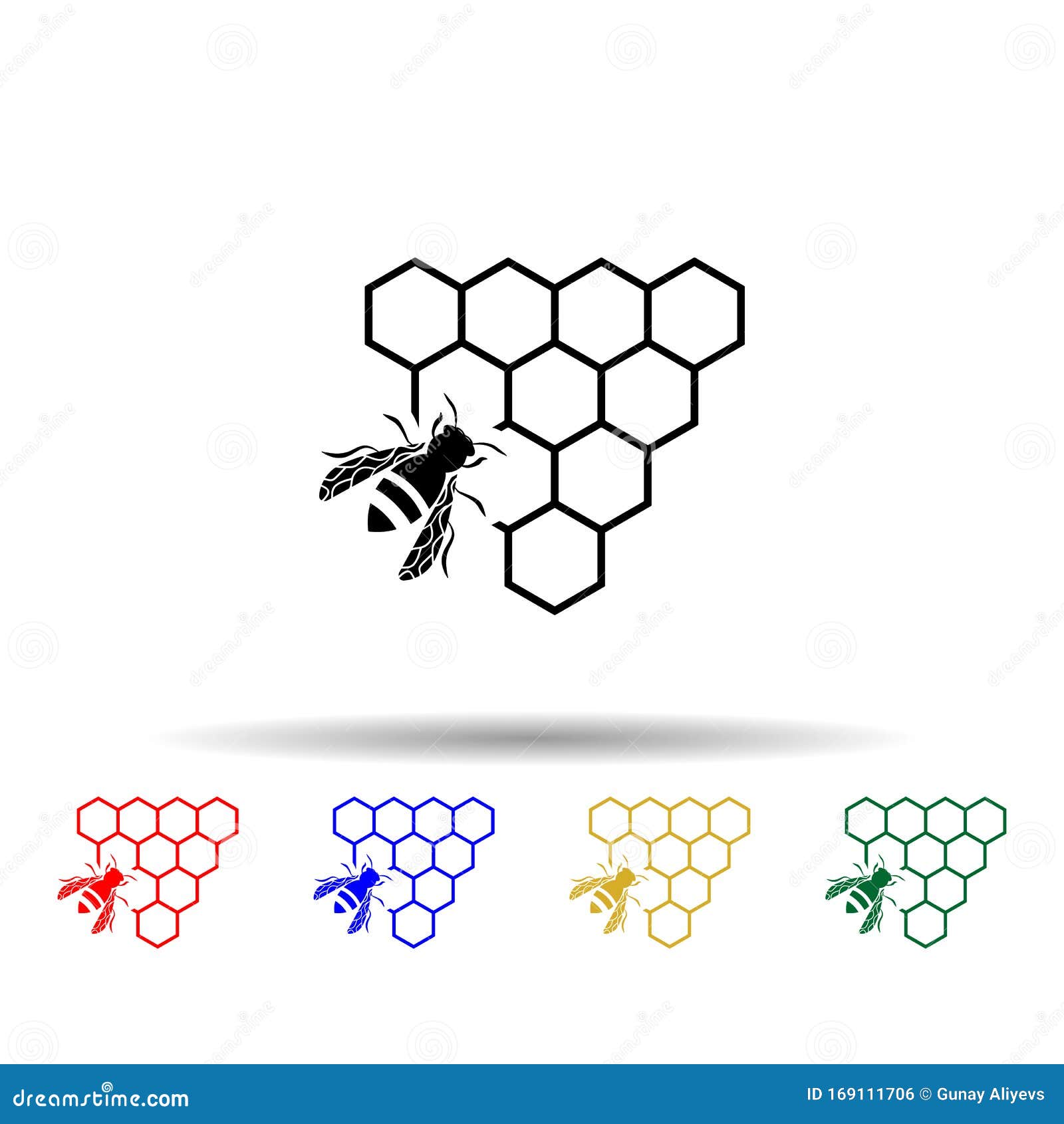 Bee and Combs Multi Color Style Icon. Simple Glyph, Flat Vector of ...