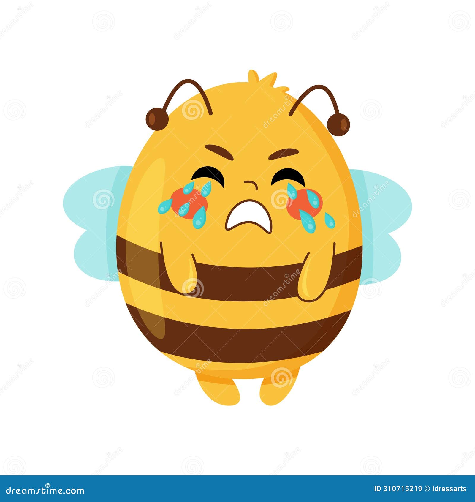 Bee Crying. Cute Sad Bee Mascot Character Stock Vector - Illustration ...