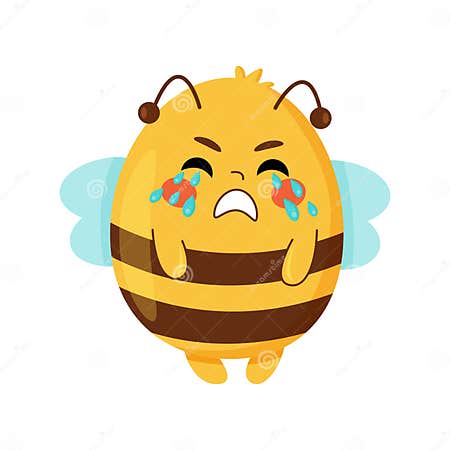Bee Crying. Cute Sad Bee Mascot Character Stock Vector - Illustration ...