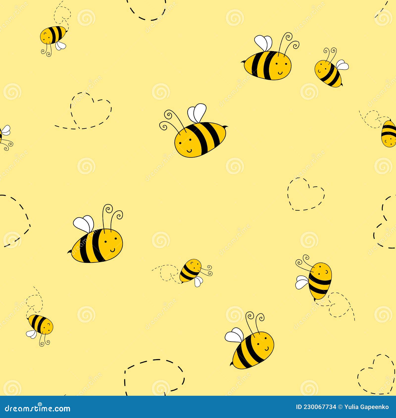 Bee Cute Seamless Pattern Background for Kids Textile. Vector ...