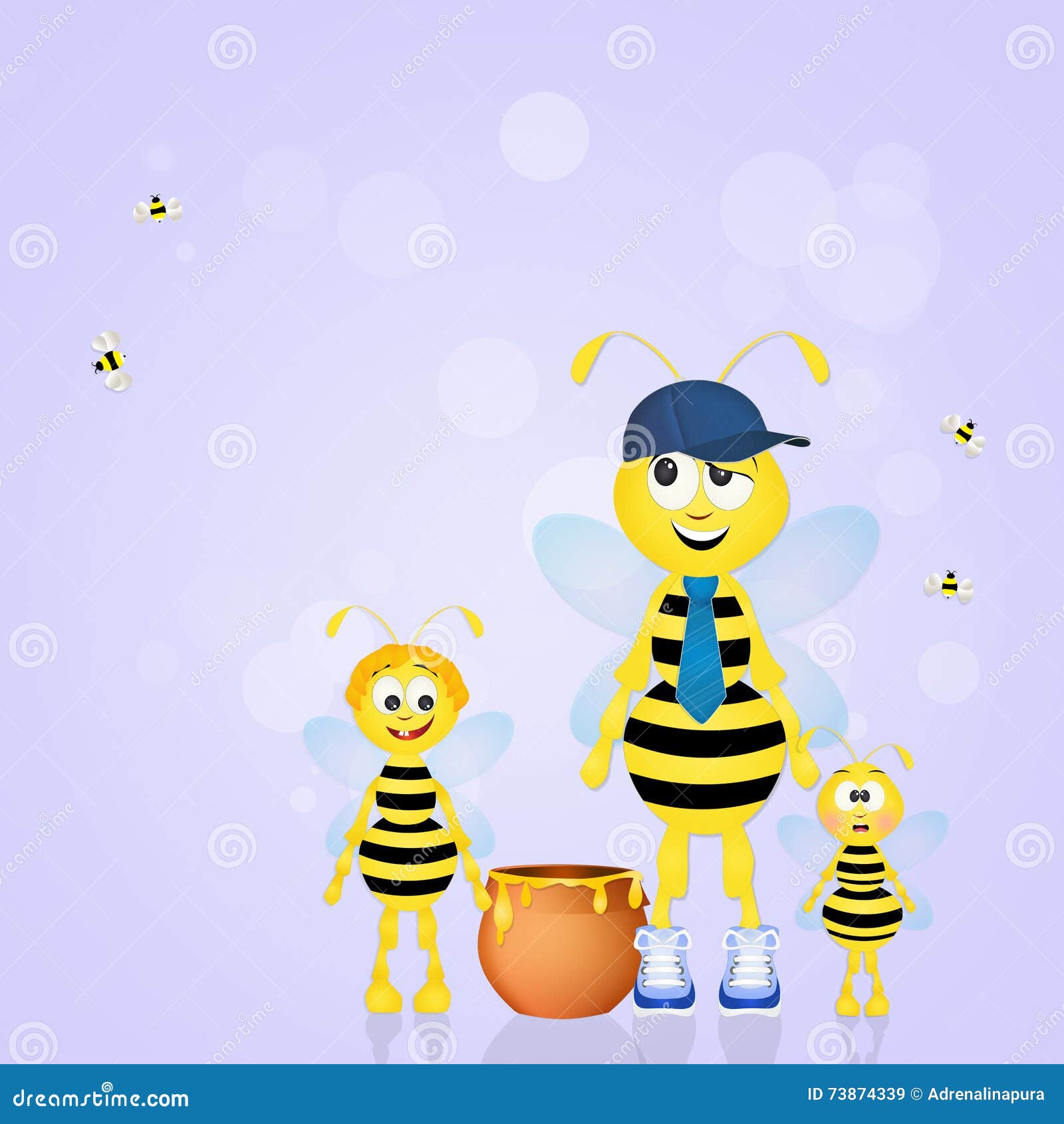 Bee dad with honey stock illustration. Illustration of nature - 73874339