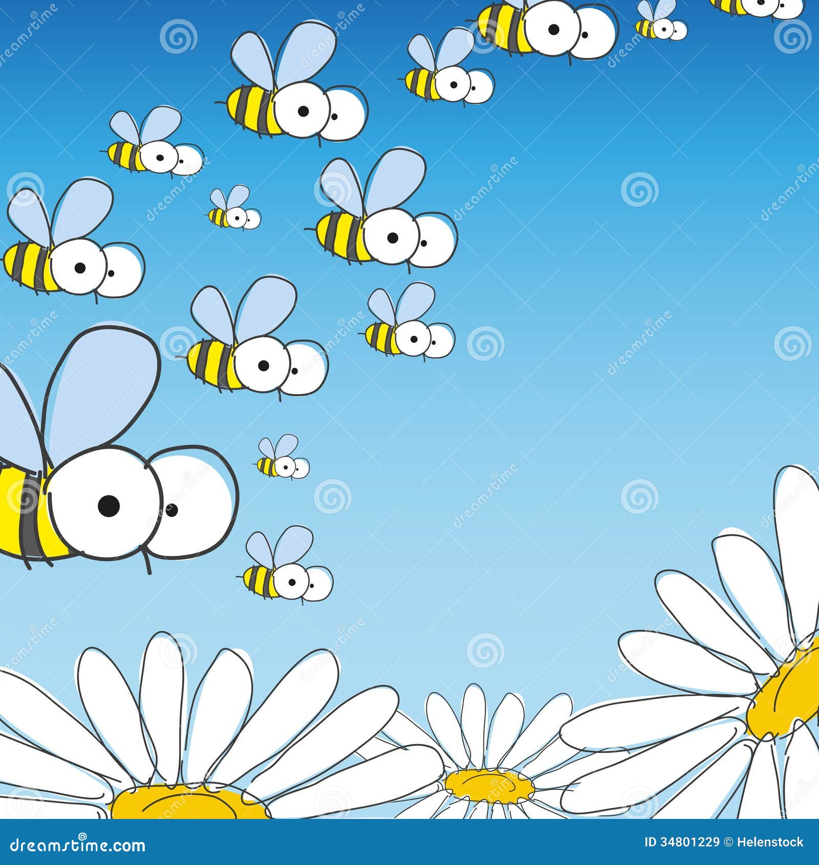 Bee and Daisy. Spring Background Stock Illustration - Illustration of ...