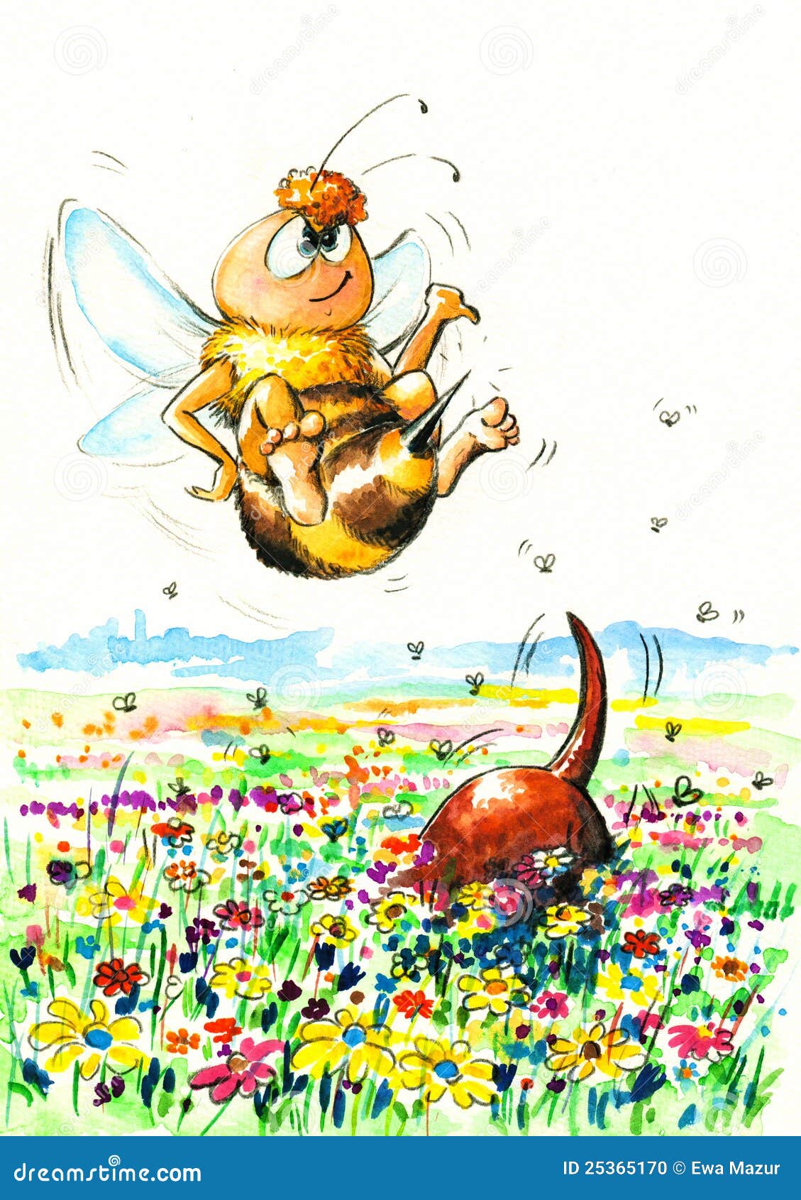 Bee and dog stock illustration. Illustration of cute - 25365170