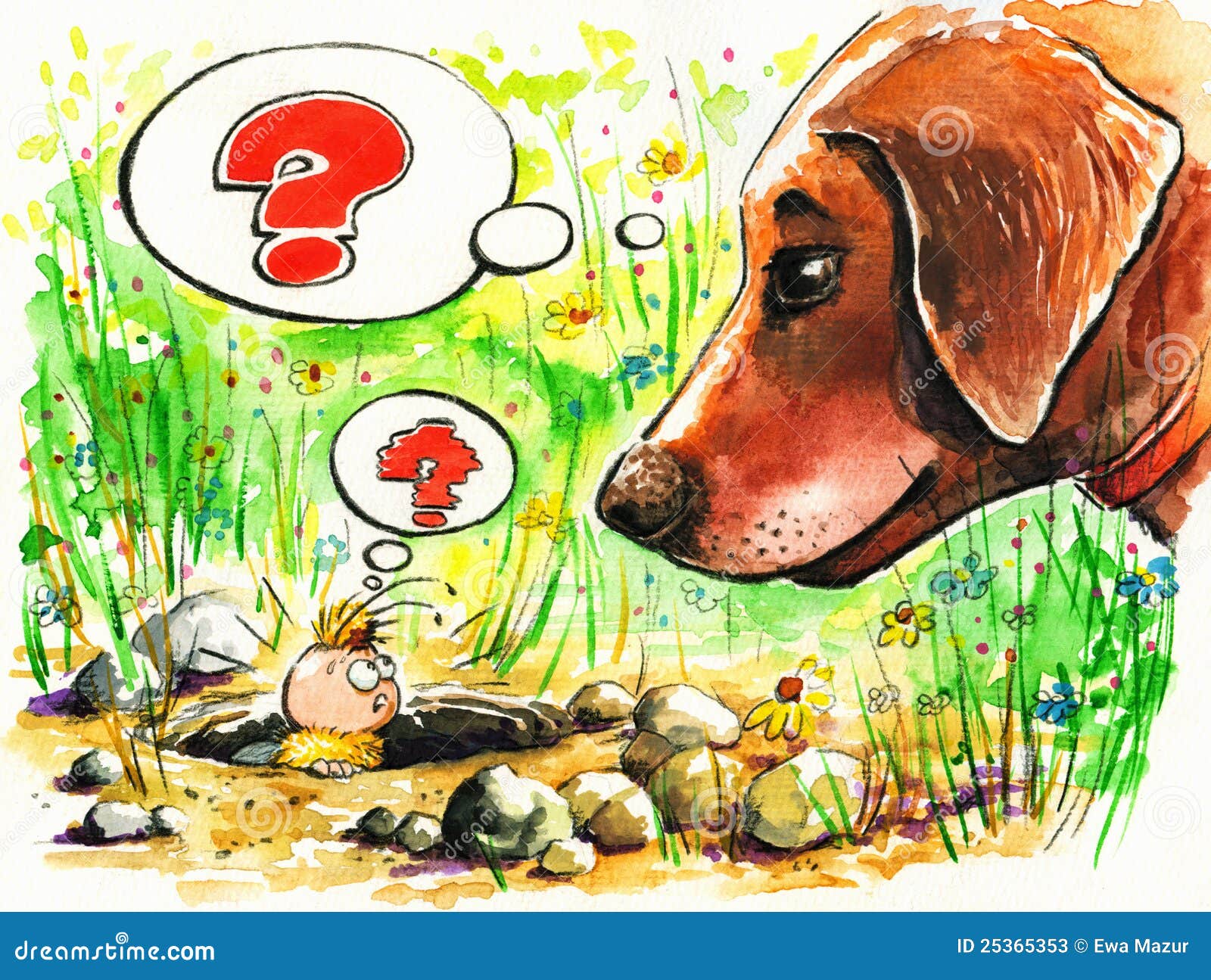 Bee and dog stock illustration. Illustration of daisy - 25365353