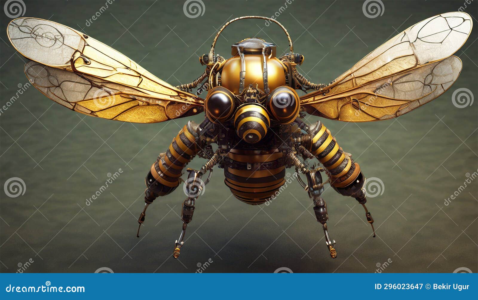 Bee Drone, Dystopian Steampunk Mechanic Bee Isolated – AI Generated 3D ...