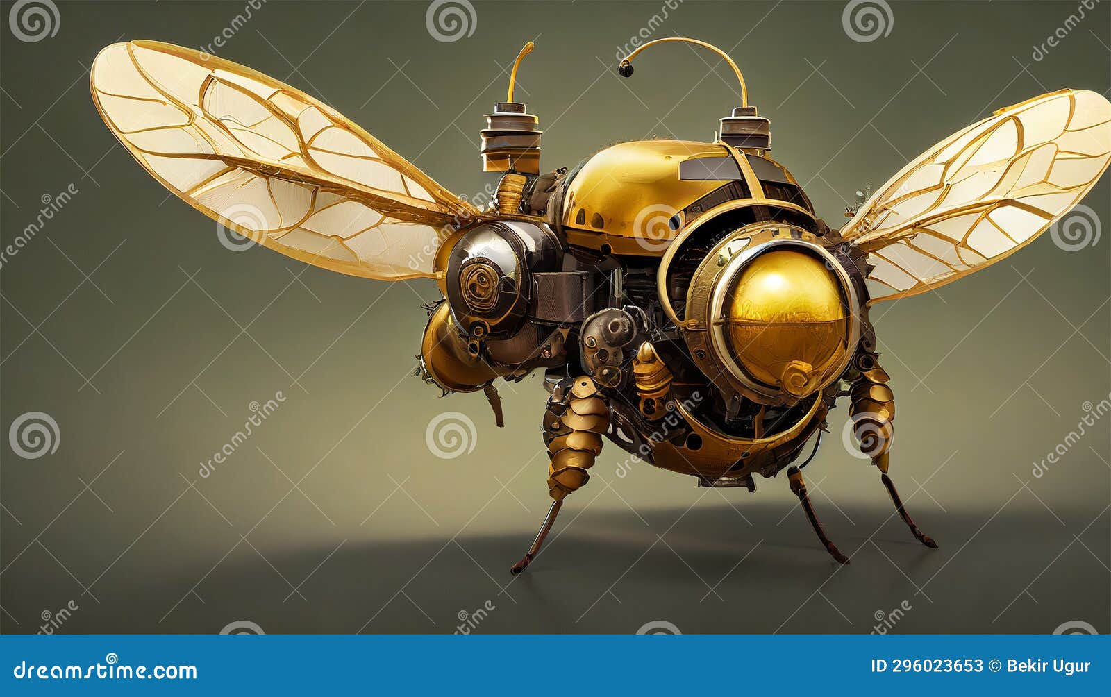 Bee Drone, Dystopian Steampunk Mechanic Bee Isolated – AI Generated 3D ...