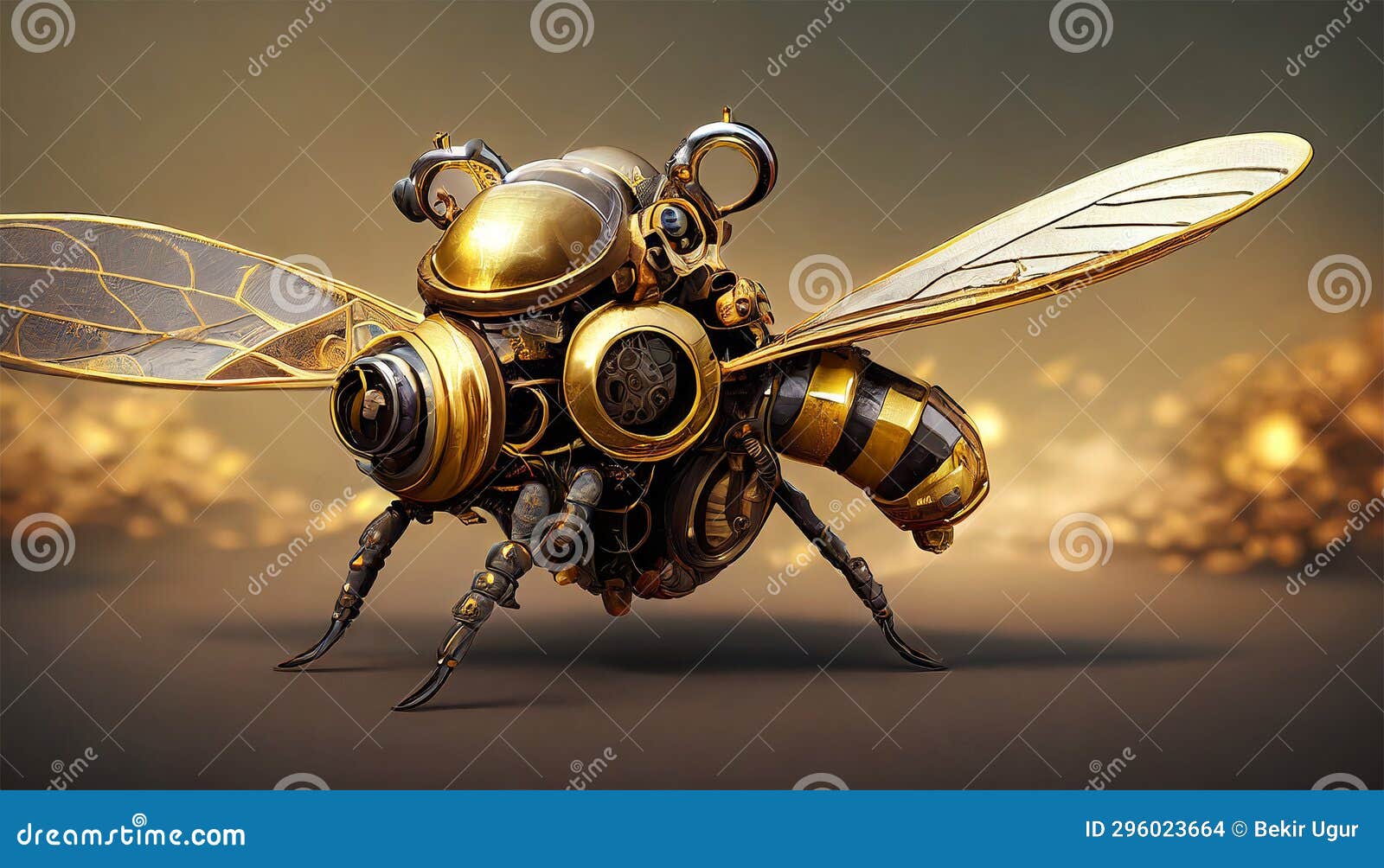 Bee Drone, Dystopian Steampunk Mechanic Bee Isolated – AI Generated 3D ...