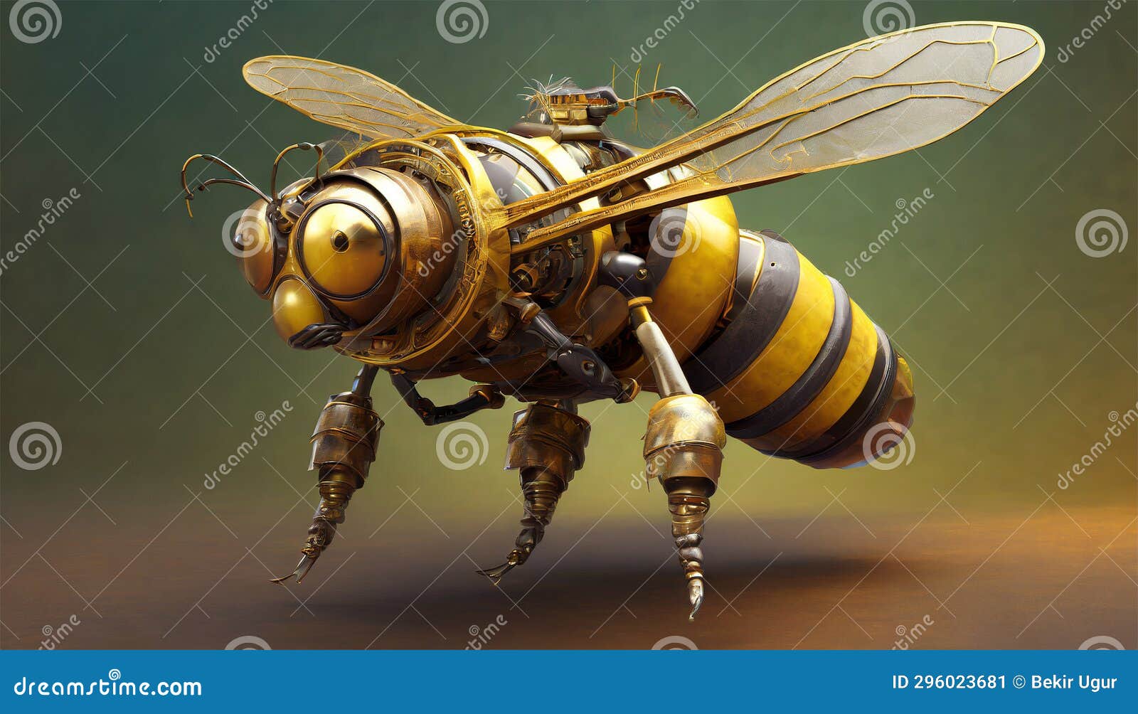 Bee Drone, Dystopian Steampunk Mechanic Bee Isolated – AI Generated 3D ...