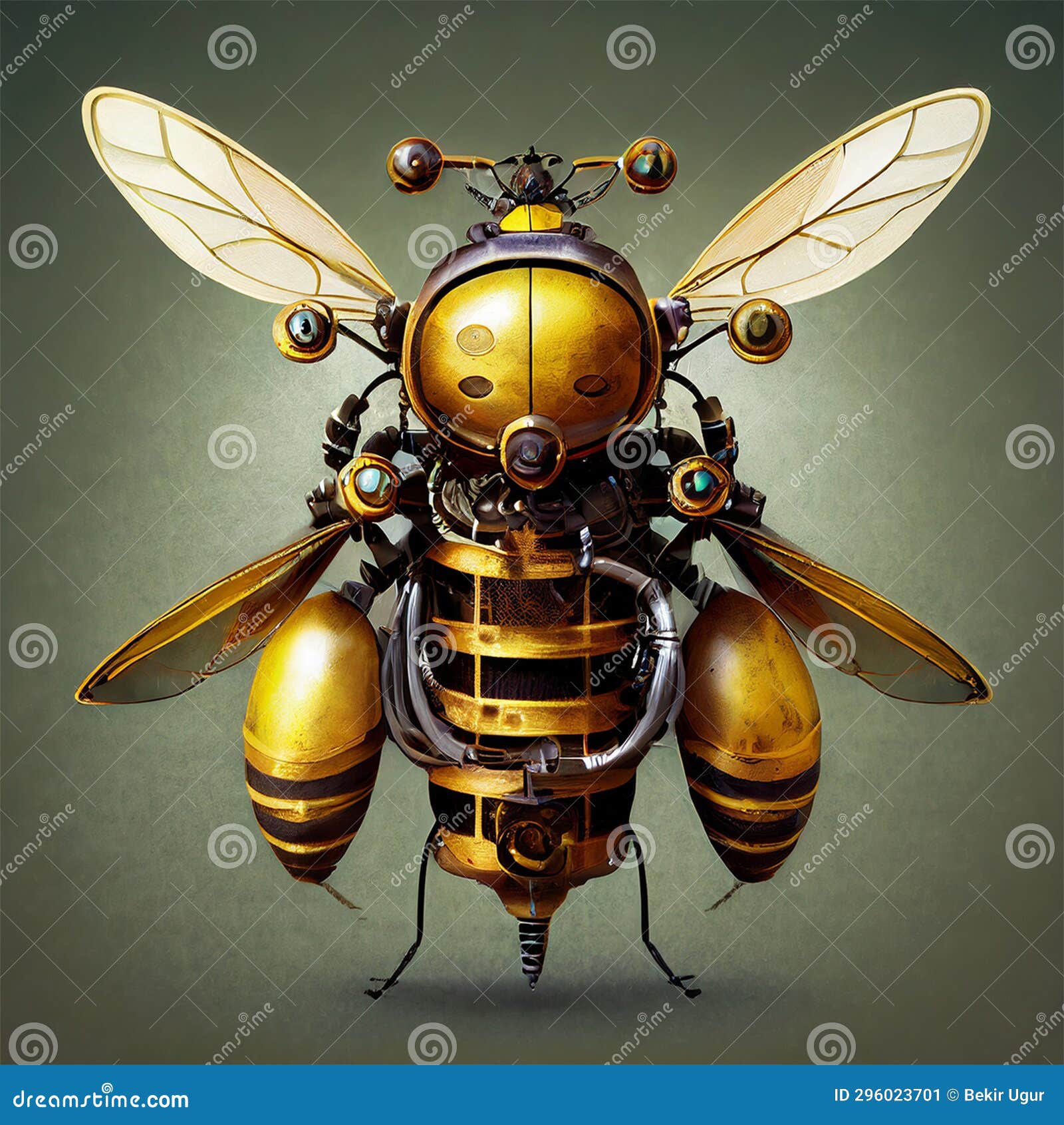 Bee Drone, Dystopian Steampunk Mechanic Bee Isolated – AI Generated 3D ...