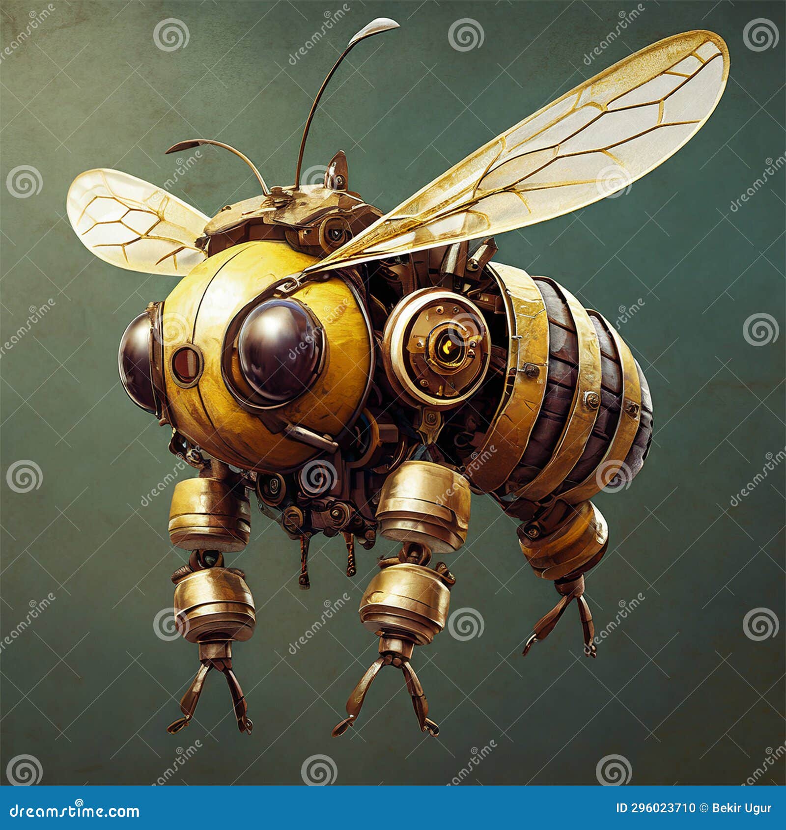Bee Drone, Dystopian Steampunk Mechanic Bee Isolated – AI Generated 3D ...