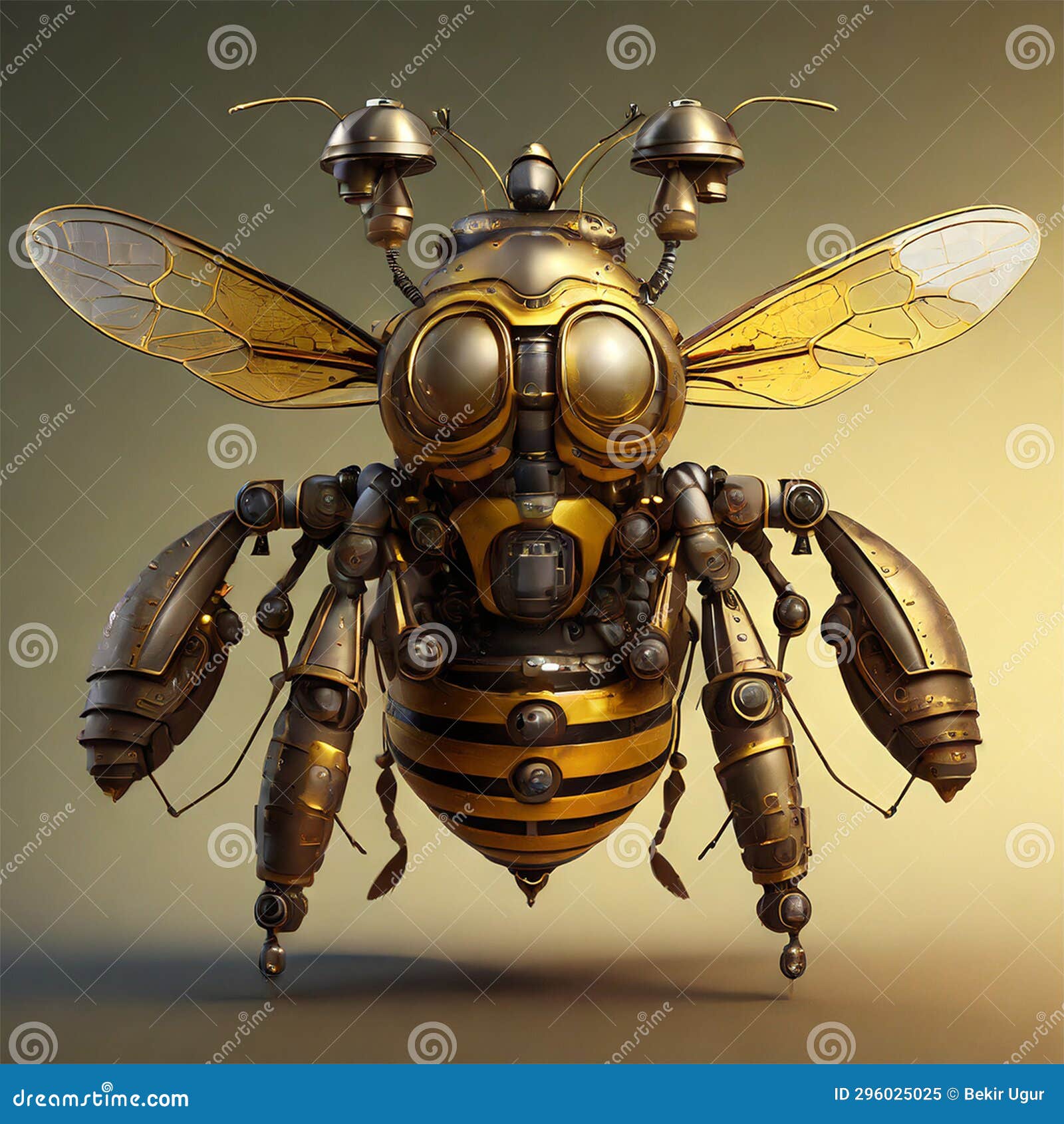 Bee Drone, Dystopian Steampunk Mechanic Bee Isolated – AI Generated 3D ...