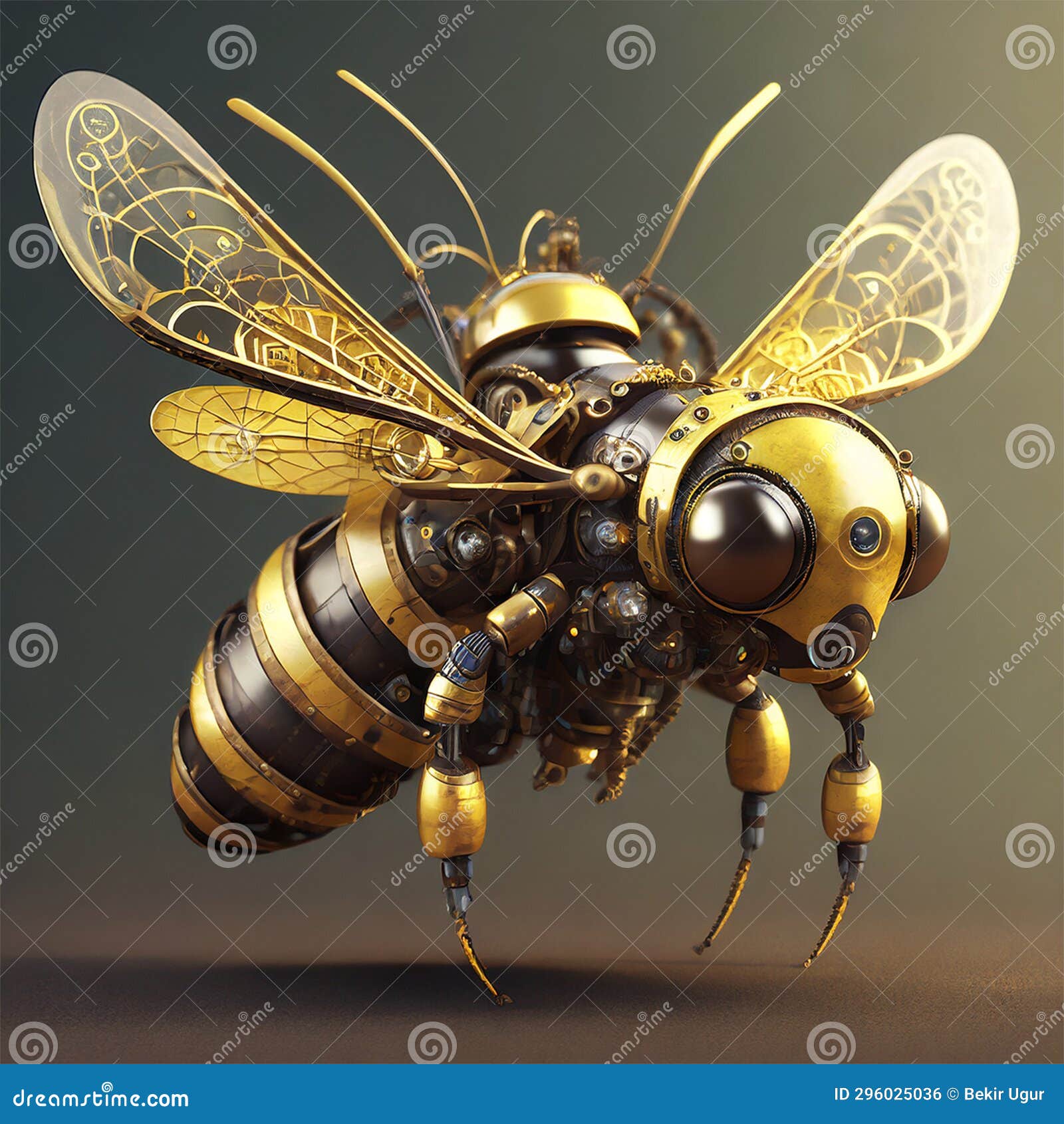 Bee Drone, Dystopian Steampunk Mechanic Bee Isolated – AI Generated 3D ...