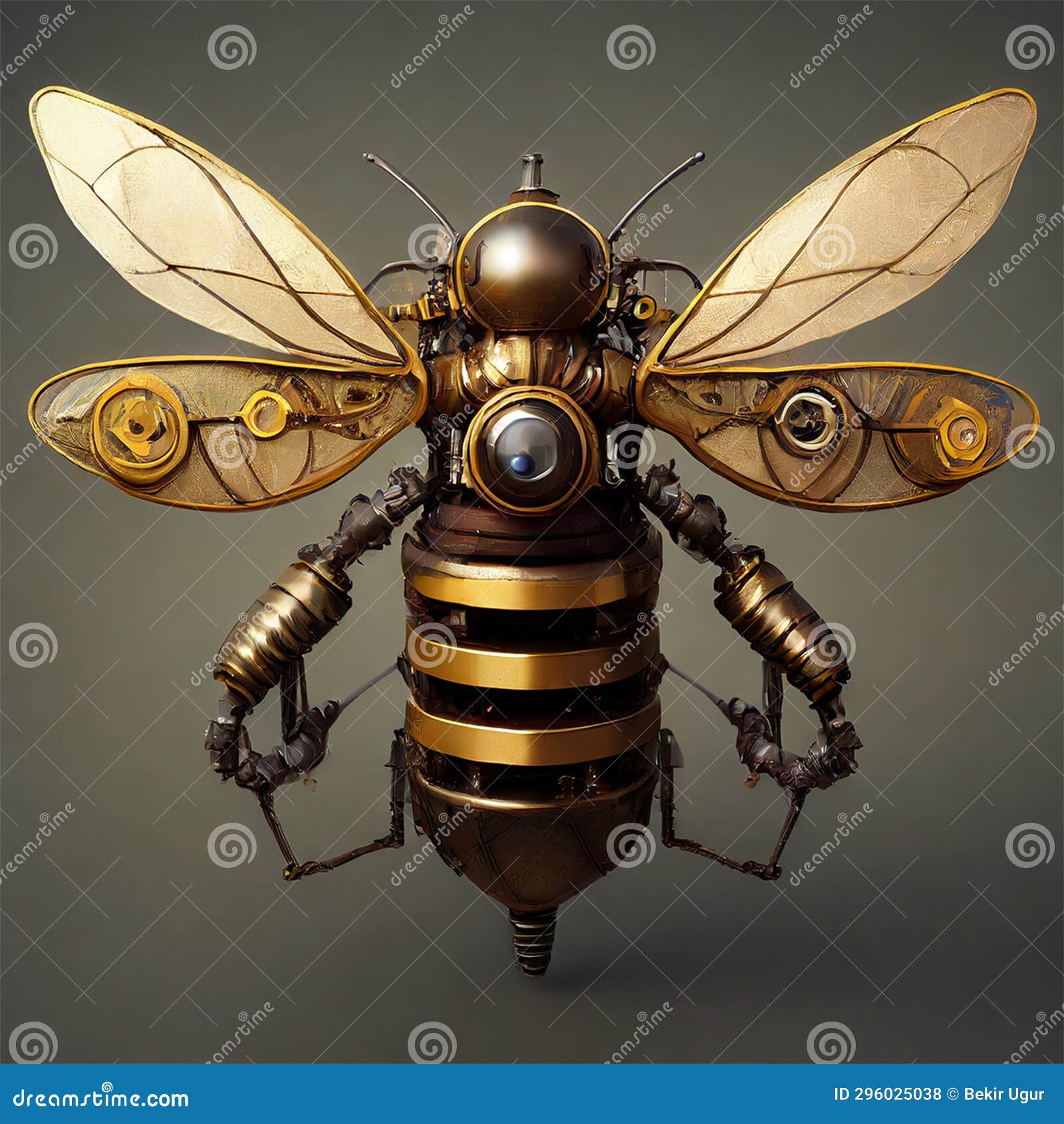 Bee Drone, Dystopian Steampunk Mechanic Bee Isolated – AI Generated 3D ...