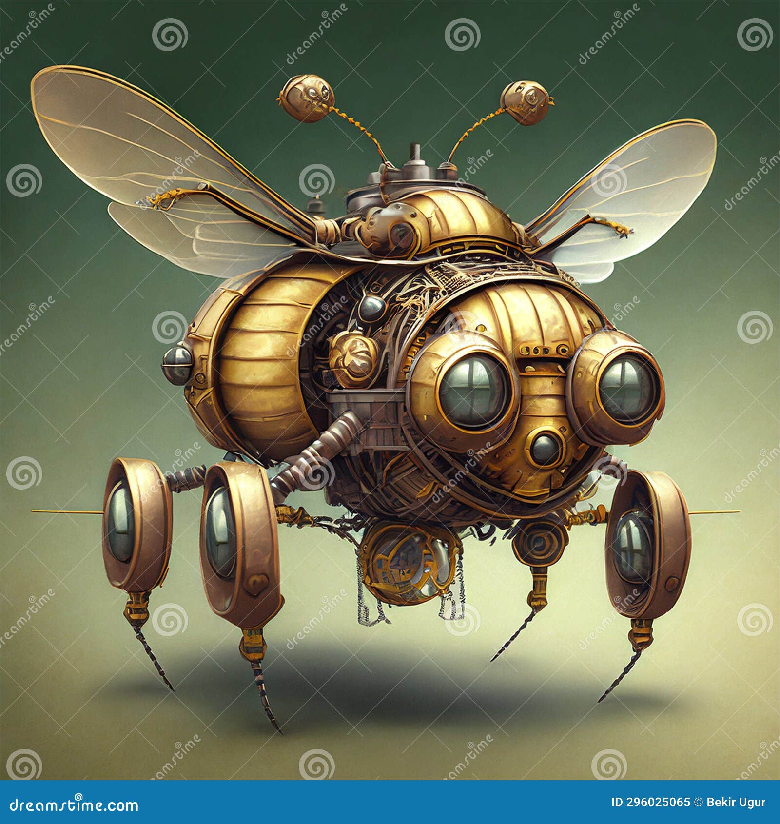 Bee Drone, Dystopian Steampunk Mechanic Bee Isolated – AI Generated 3D ...