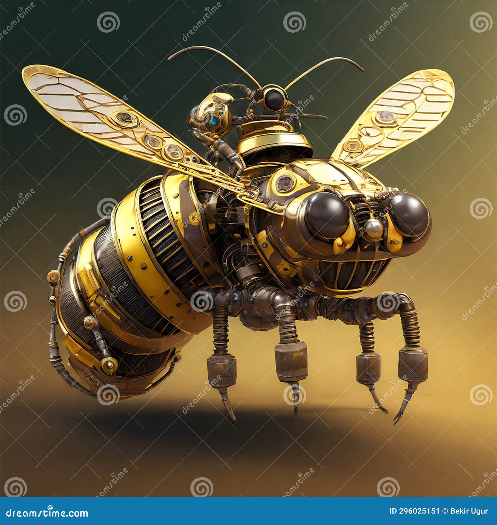 Bee Drone, Dystopian Steampunk Mechanic Bee Isolated – AI Generated 3D ...
