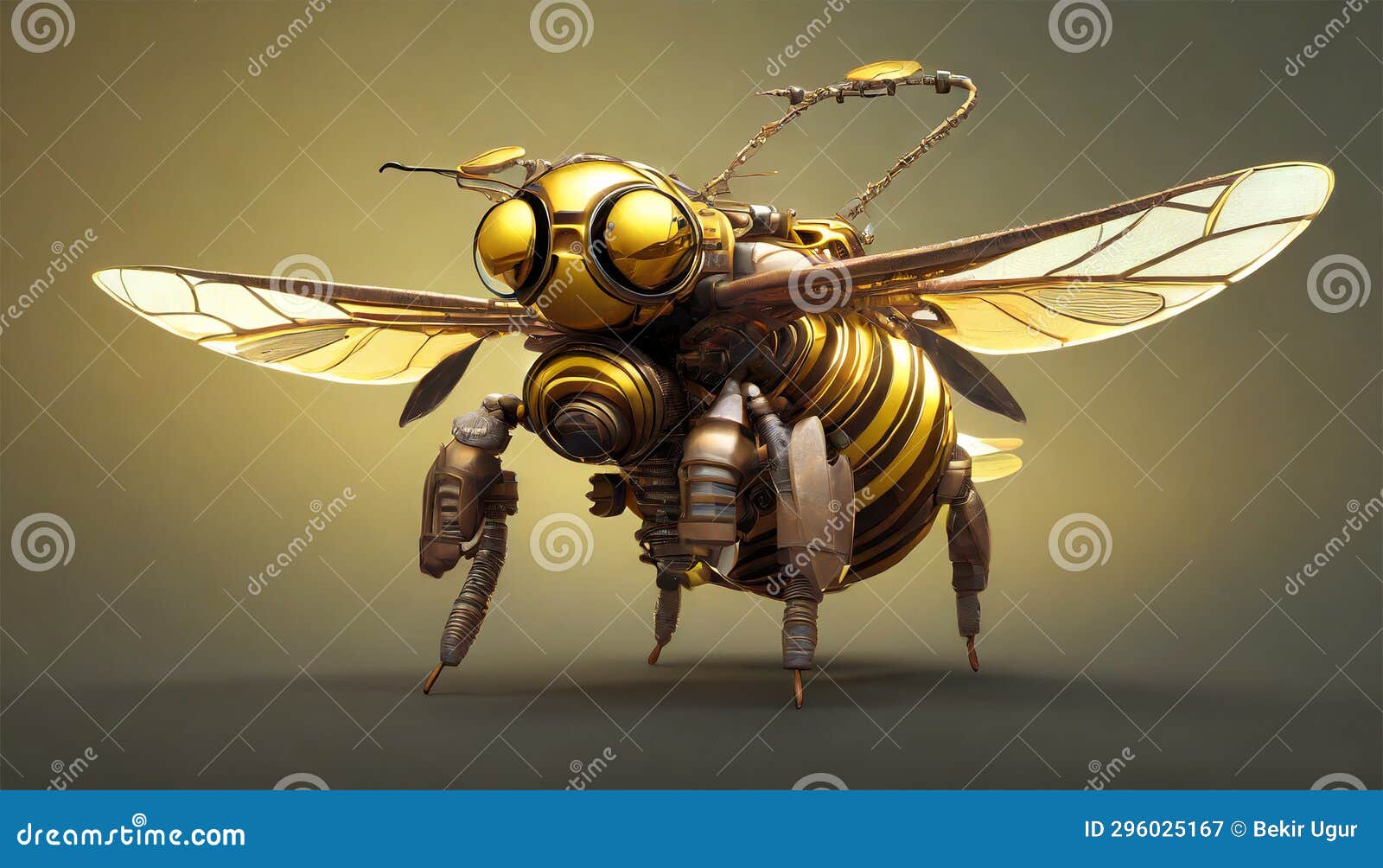 Bee Drone, Dystopian Steampunk Mechanic Bee Isolated – AI Generated 3D ...