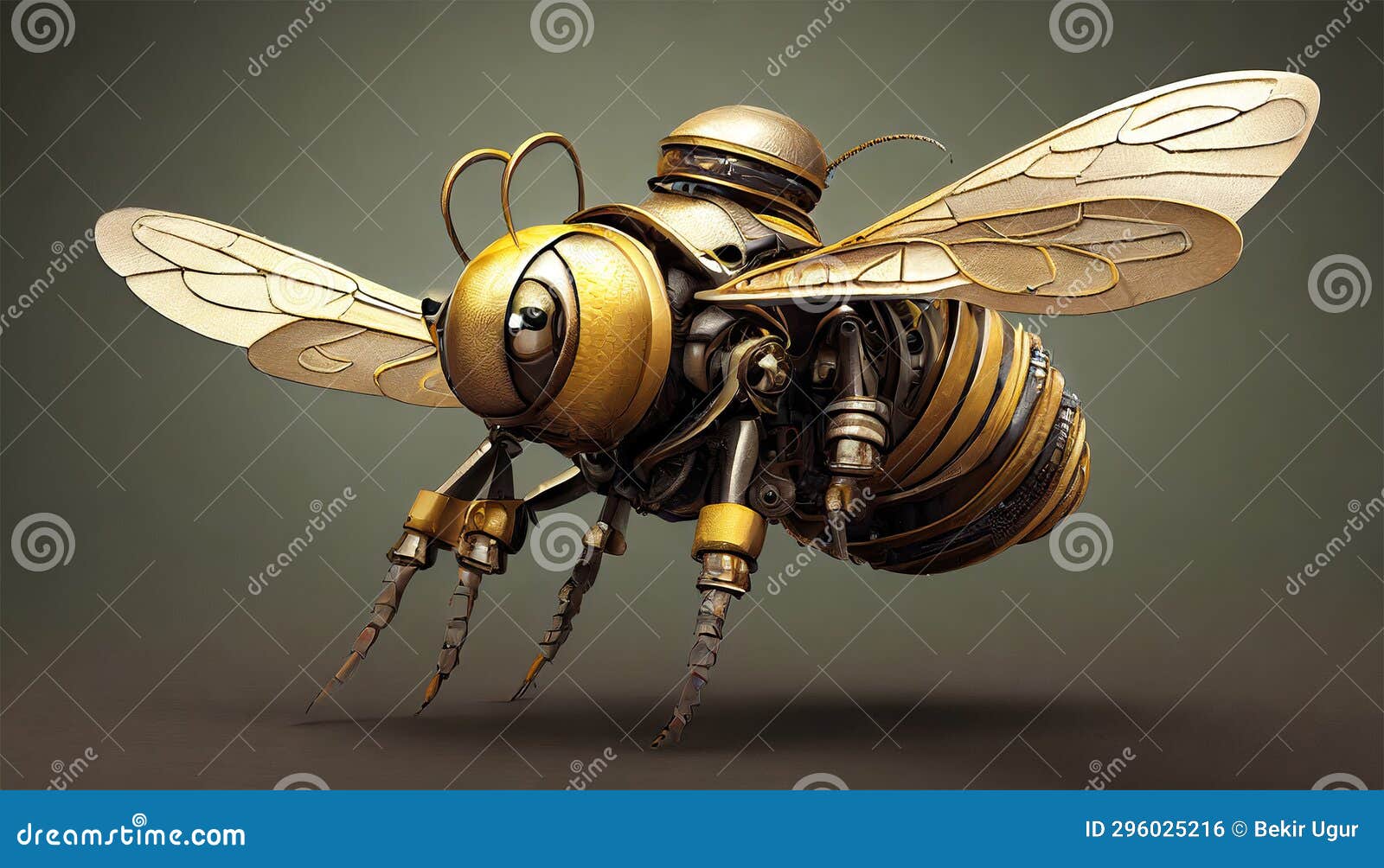 Bee Drone, Dystopian Steampunk Mechanic Bee Isolated – AI Generated 3D ...