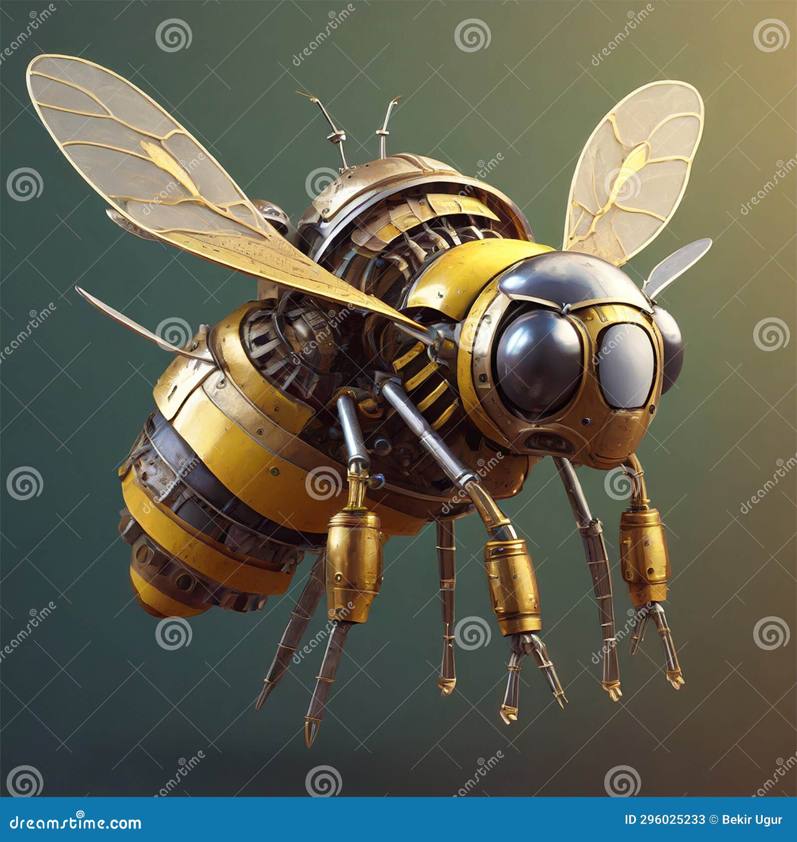 Bee Drone, Dystopian Steampunk Mechanic Bee Isolated – AI Generated 3D ...