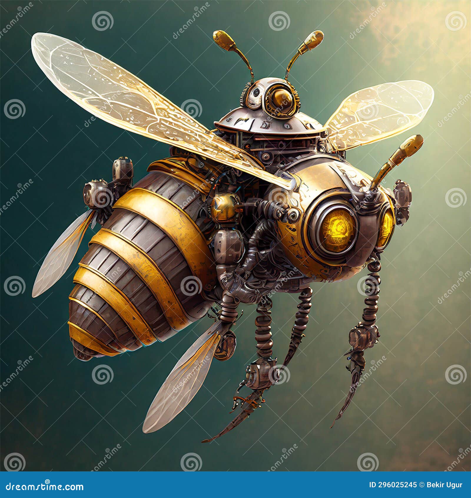 Bee Drone, Dystopian Steampunk Mechanic Bee Isolated – AI Generated 3D ...