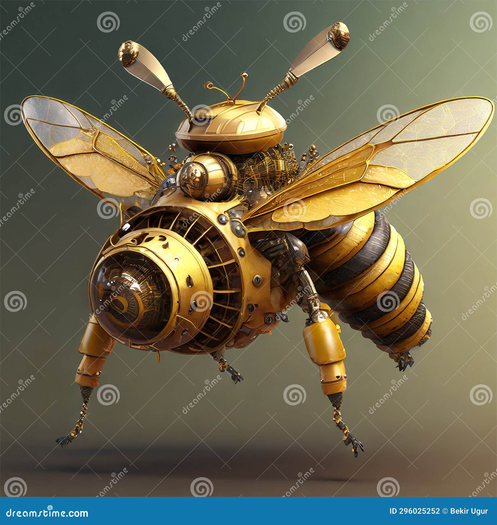 Bee Drone, Dystopian Steampunk Mechanic Bee Isolated – AI Generated 3D ...