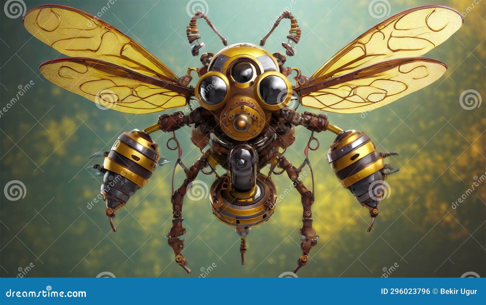 Bee Drone, Dystopian Steampunk Mechanic Bee Isolated – AI Generated 3D ...